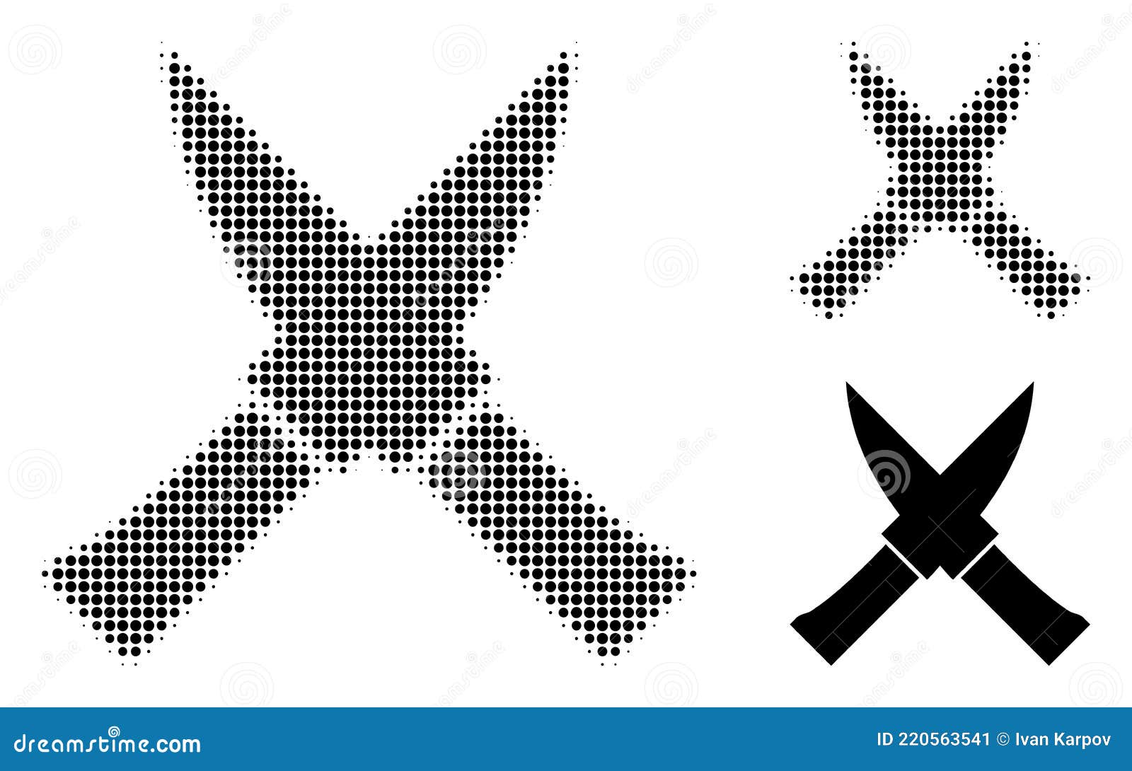 Crossing Knives Halftone Dotted Icon Stock Vector - Illustration of ...