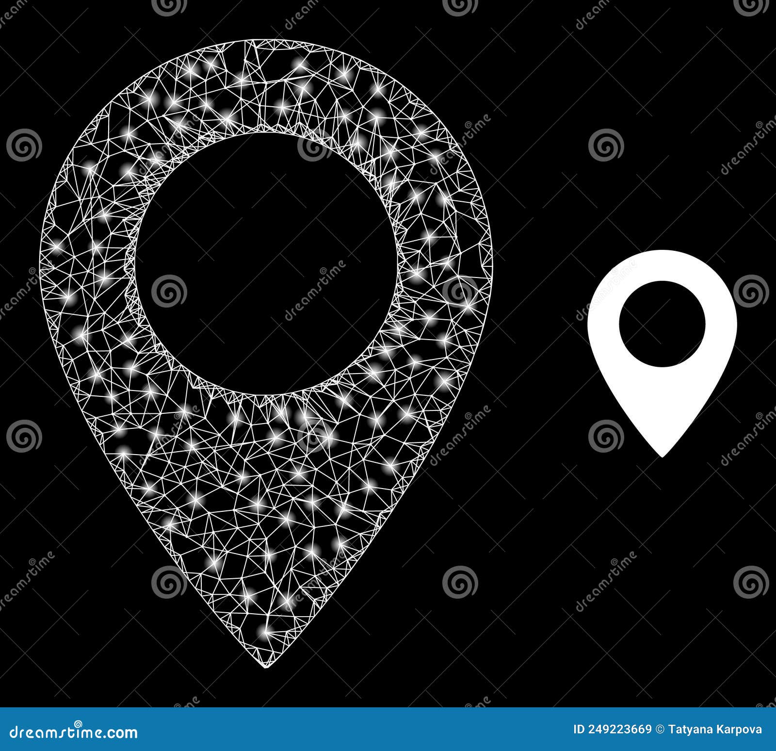Network Map Sign Mesh Icon with Glare Light Spots Stock Illustration ...