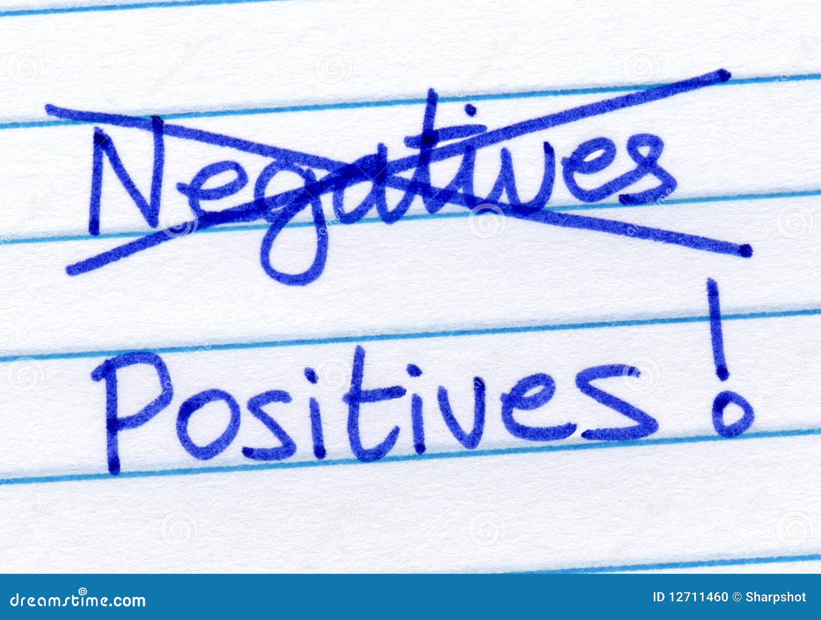 Crossing Out Negatives and Writing Positives. Stock Photo - Image of ...