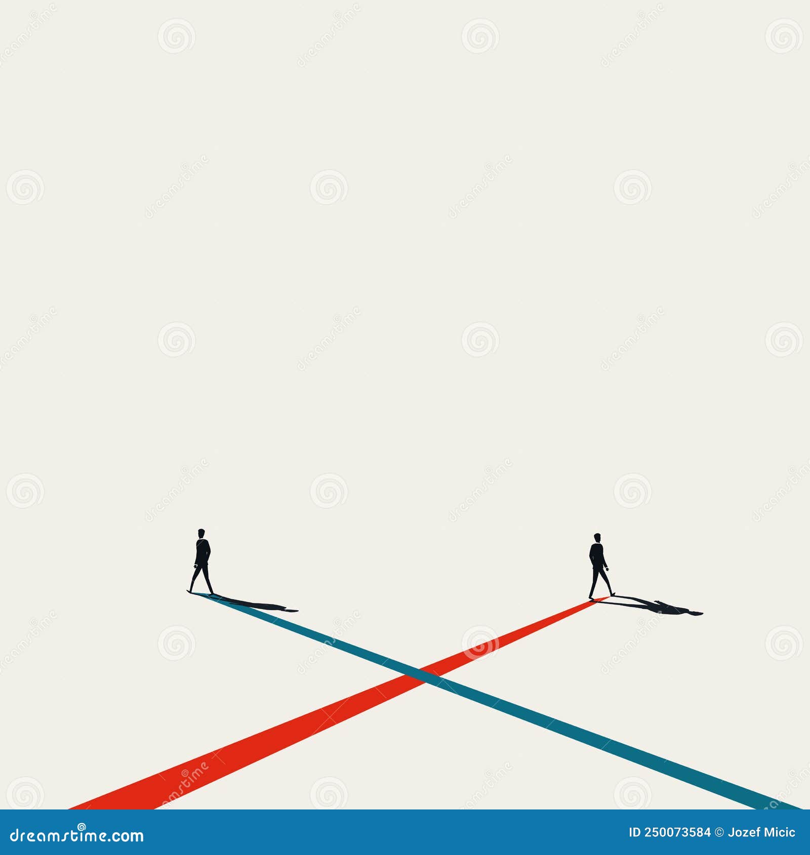 Crossing Paths and Going Different Direction in Business, Vector ...