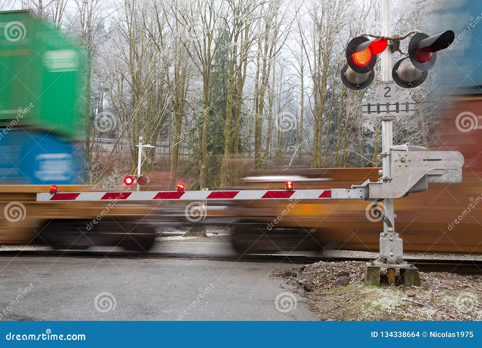 Crossing rail red stock photo. Image of train, grade - 134338664