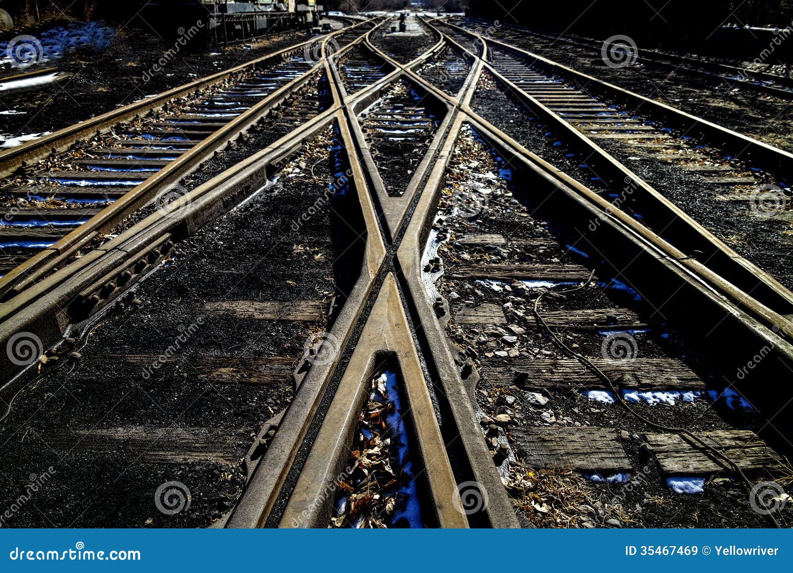 Crossing Rail Track in Outside Stock Image - Image of industry, rail ...