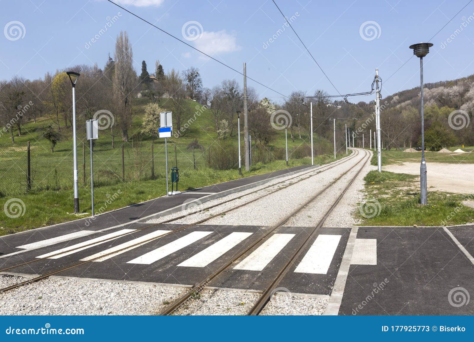 Crossing at the rails stock image. Image of tramway - 177925773