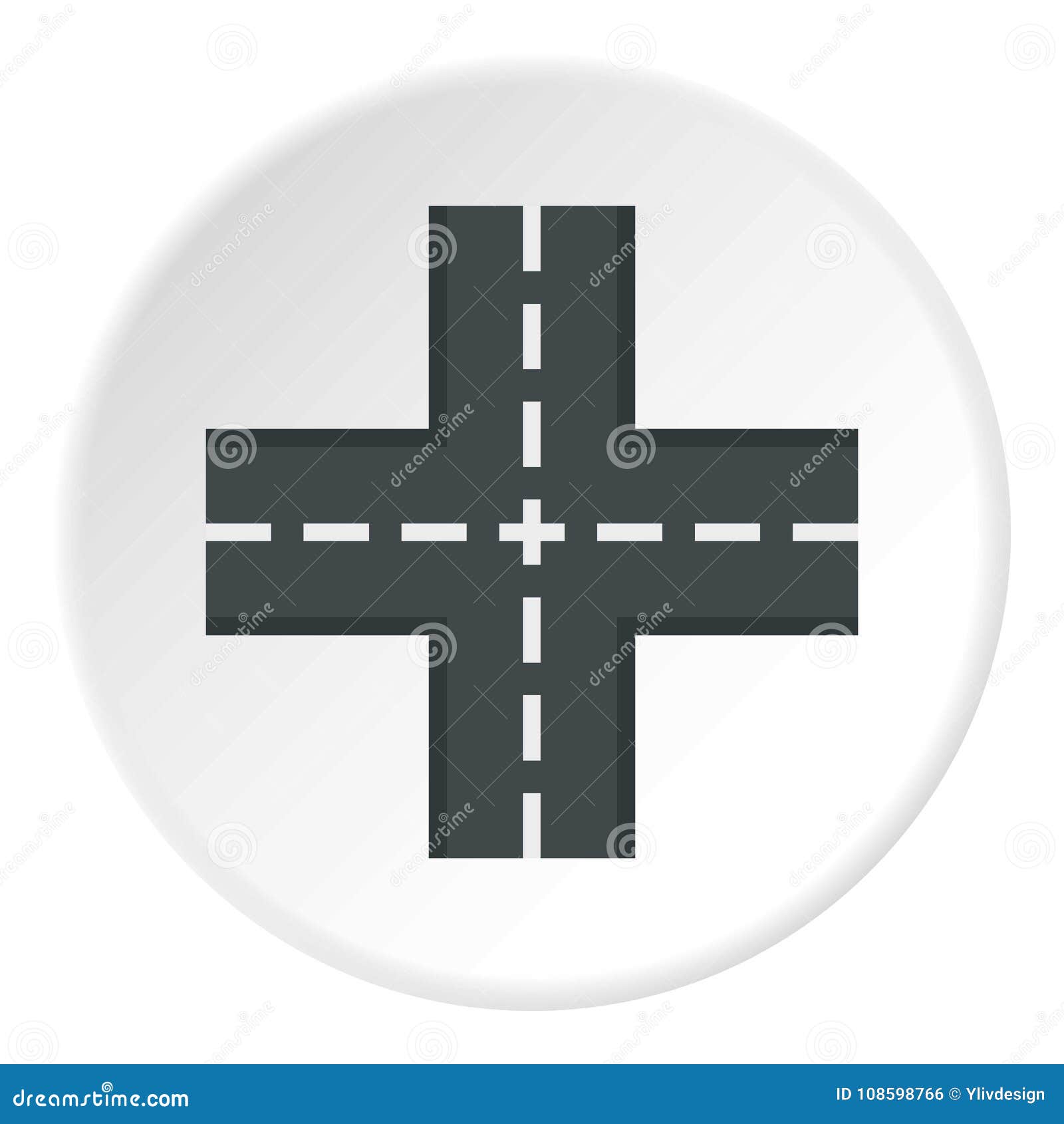 Crossing road icon circle stock vector. Illustration of cross - 108598766