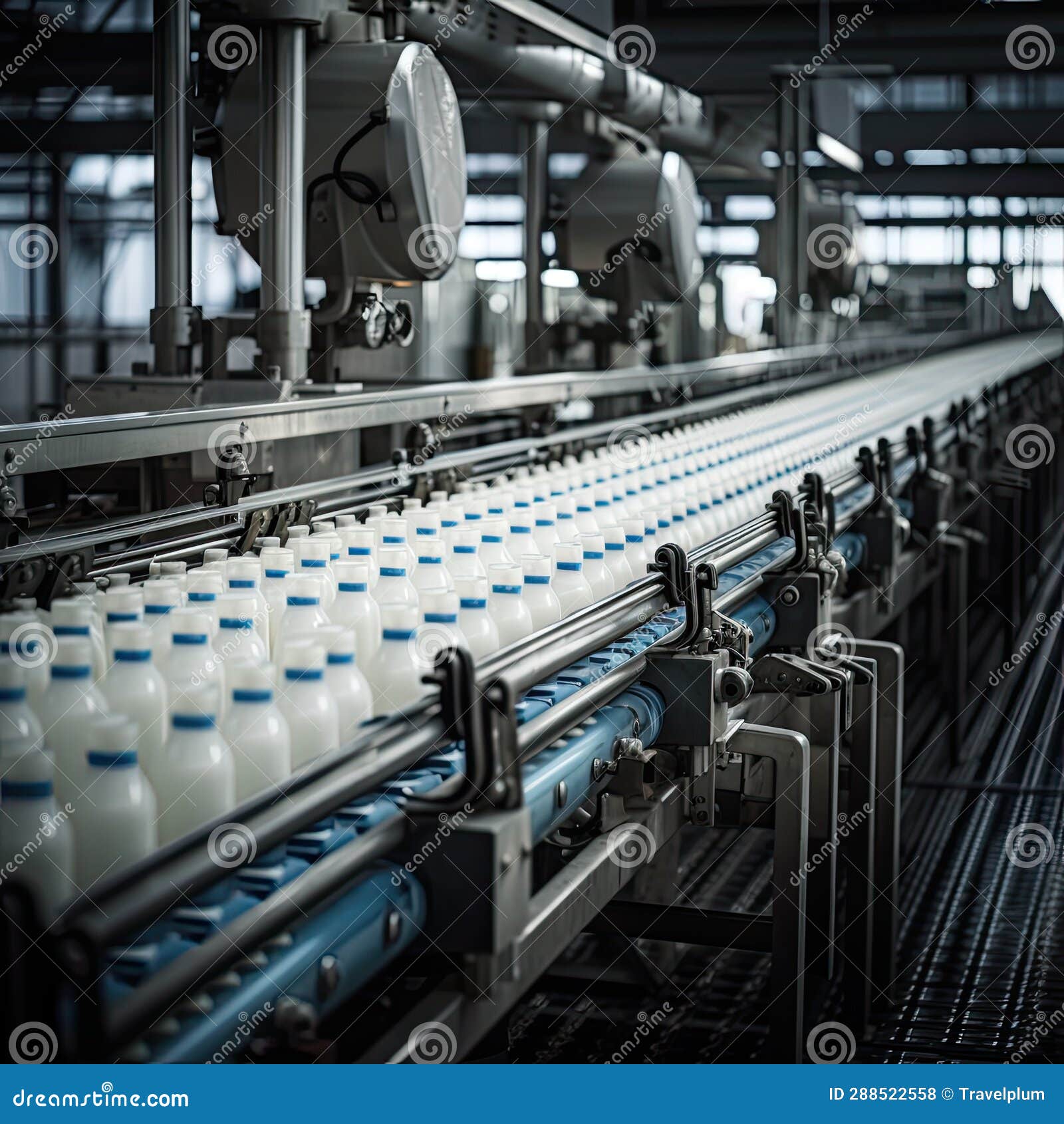 Crossing of the Roller Conveyor with a Milk Bottle, Production Line ...