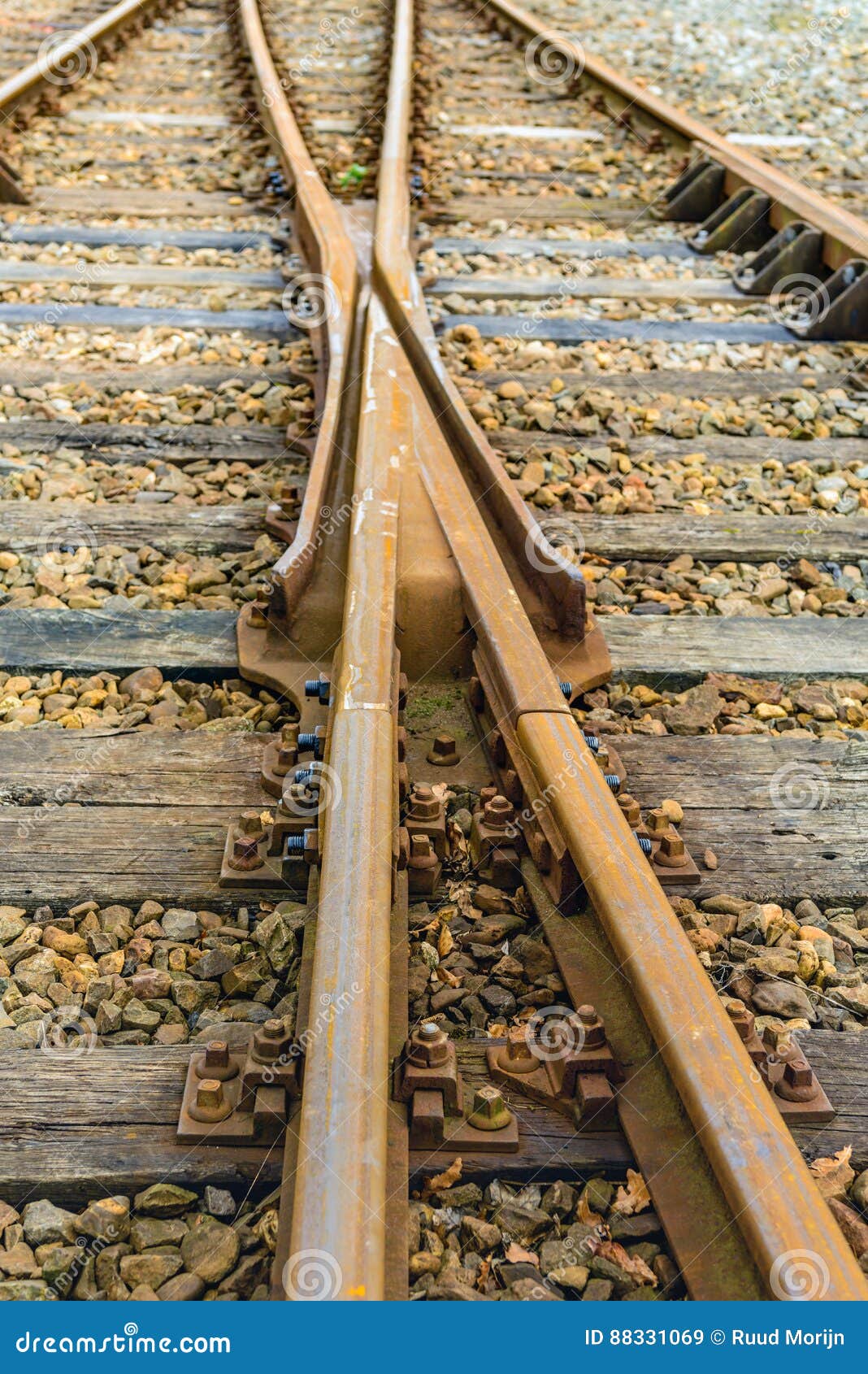 Crossing Rusty Rails from Close Stock Image - Image of iron ...