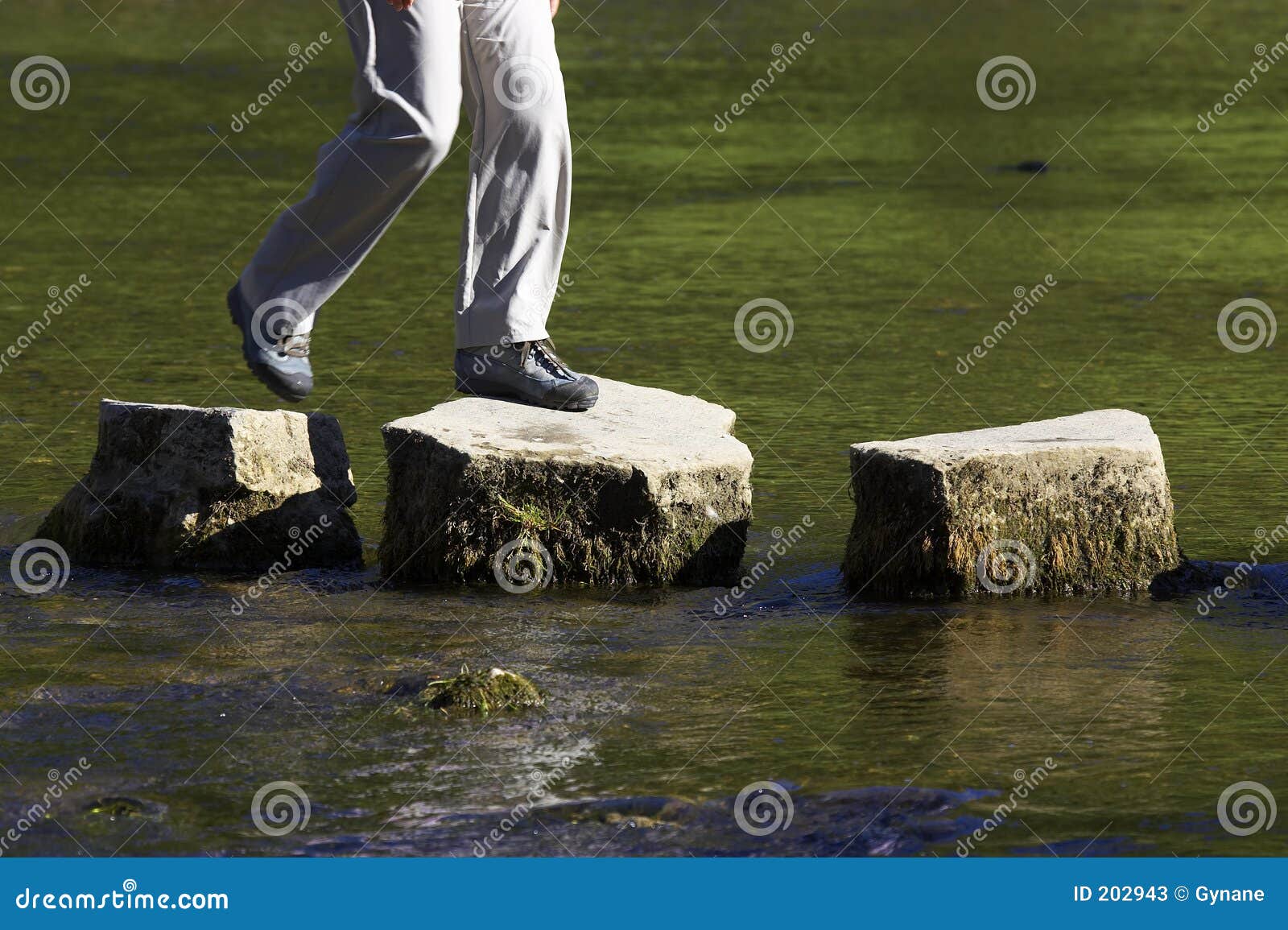 Crossing Three Stepping Stones In A River Stock Photo | CartoonDealer ...