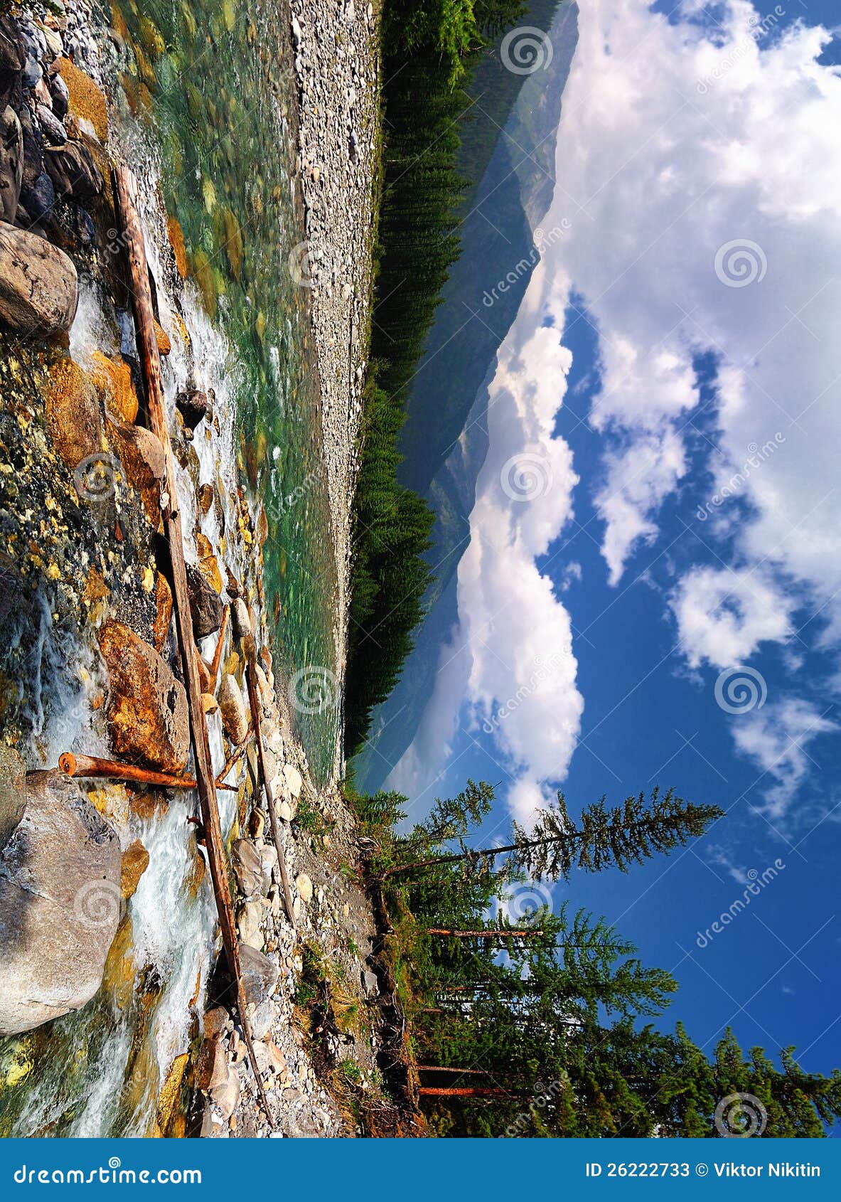 The Crossing of the Two Logs on the River Stock Image - Image of ...