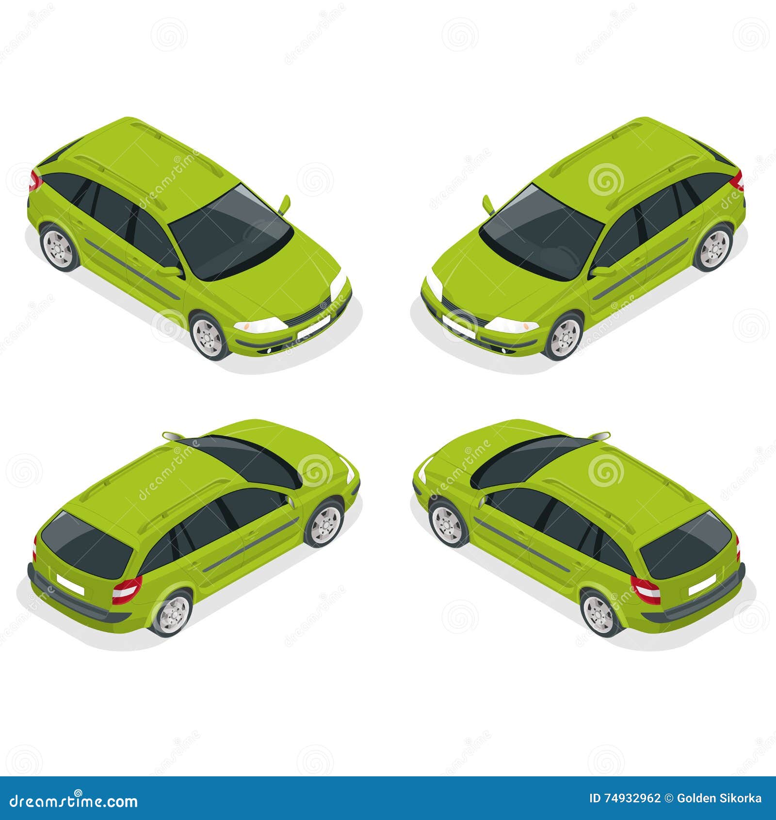 Crossover Car Isolated on White. Flat 3d Isometric Illustration. Stock ...