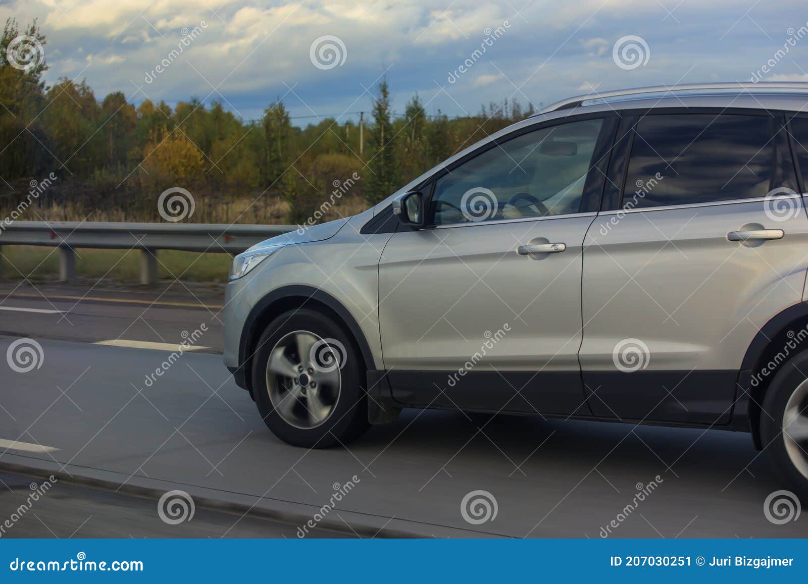 Crossover is Driving on a Suburban Highway Close-up Stock Image - Image ...