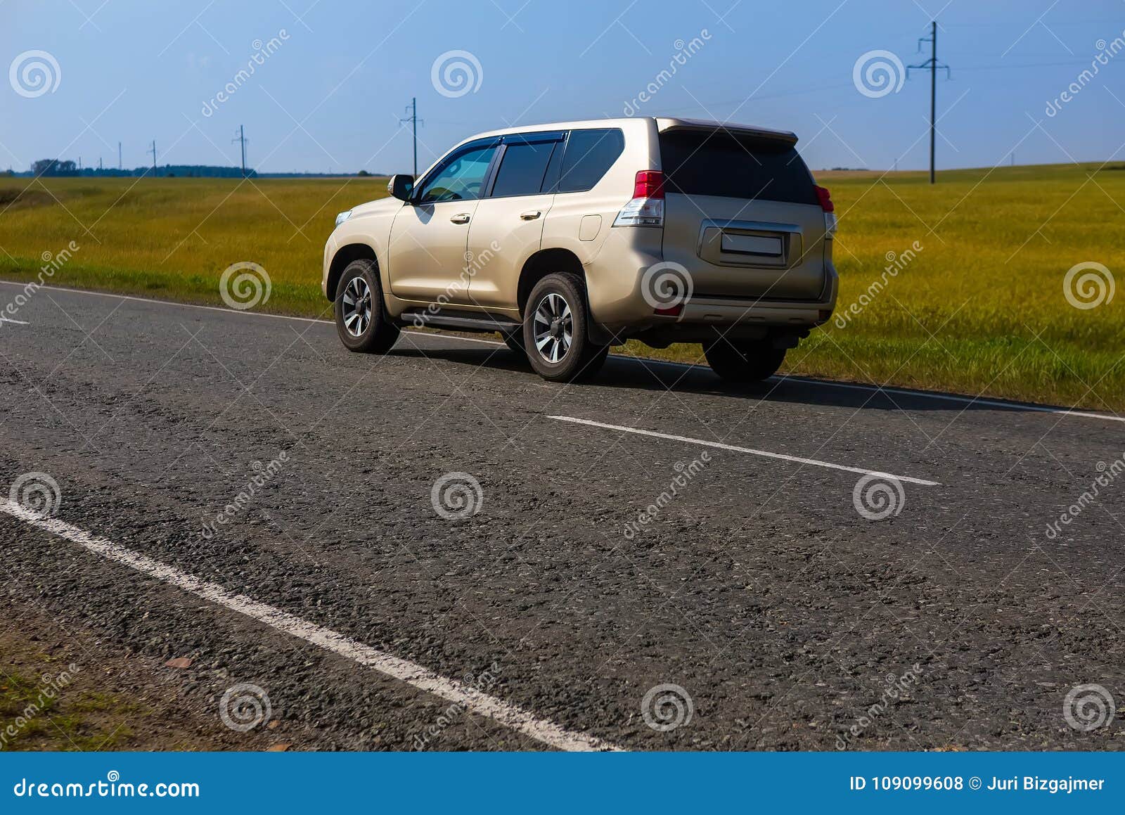 Crossover Moves Along the Highway Beyond the City Stock Photo - Image ...