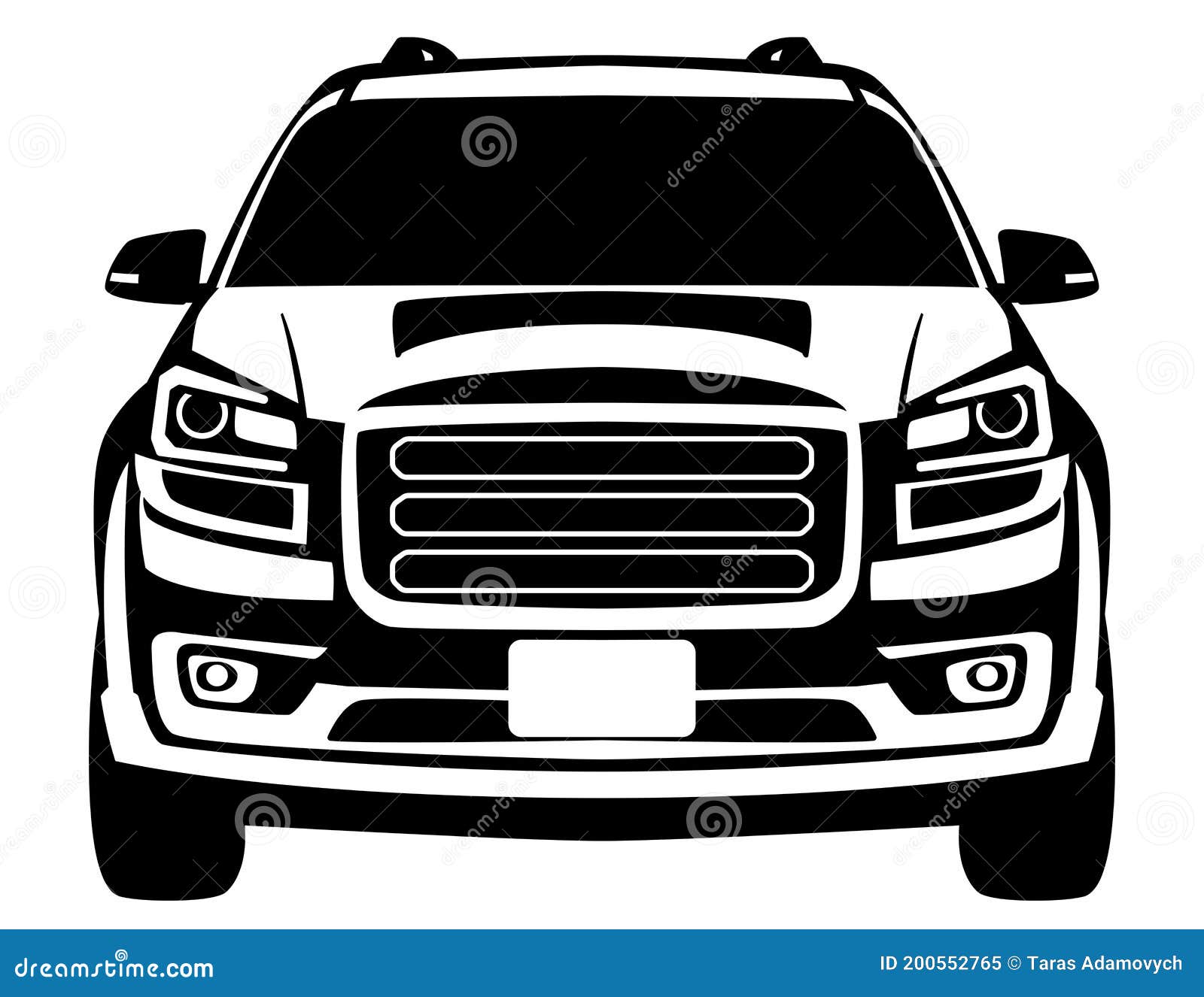 Crossover Off Road Truck, Vector Illustration, Front View Stock Vector ...