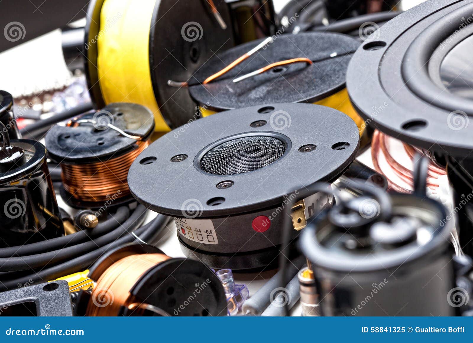 Crossover part stock image. Image of round, bass, caps - 58841325