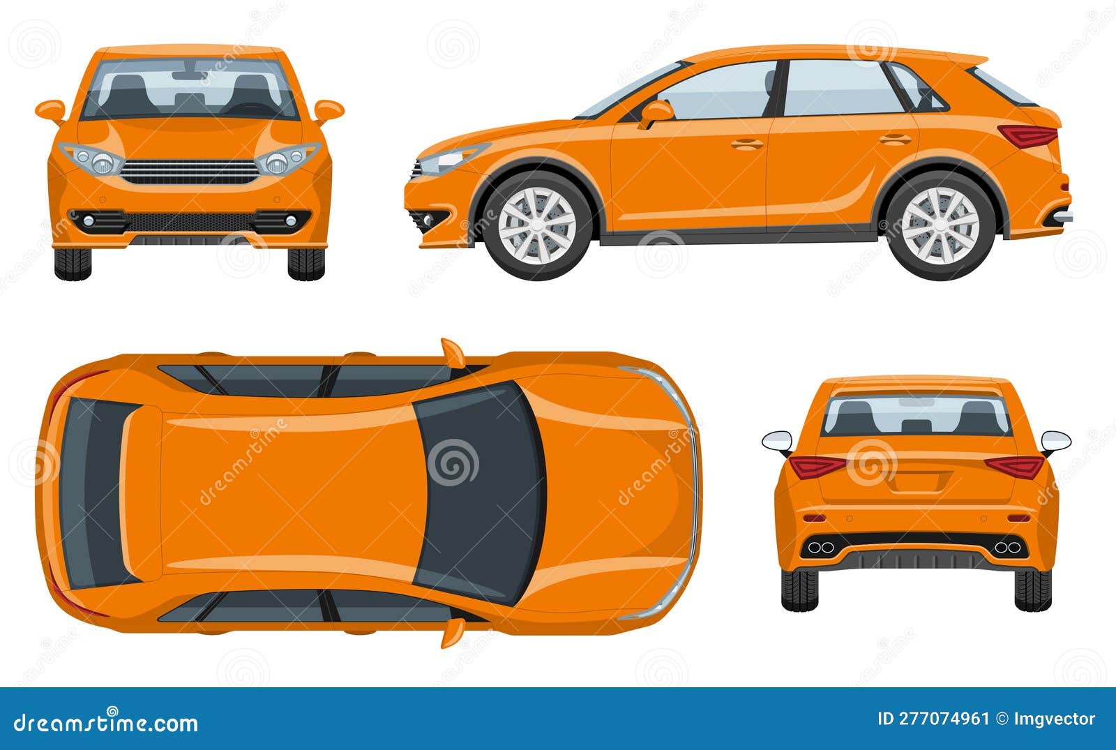Crossover SUV Vector Template Side, Front, Back Top View Stock ...