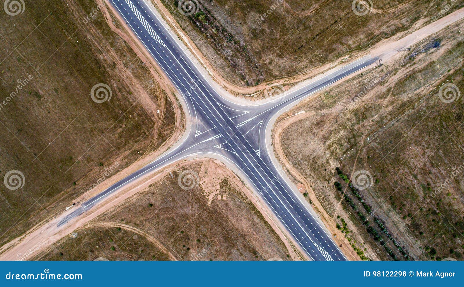 Crossroad from above stock photo. Image of guide, nature - 98122298