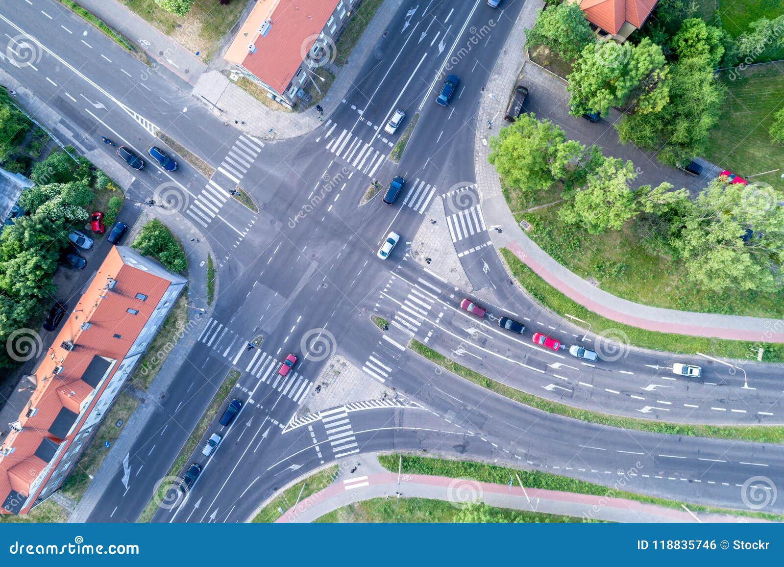 Crossroad in the city stock photo. Image of landscape - 118835746