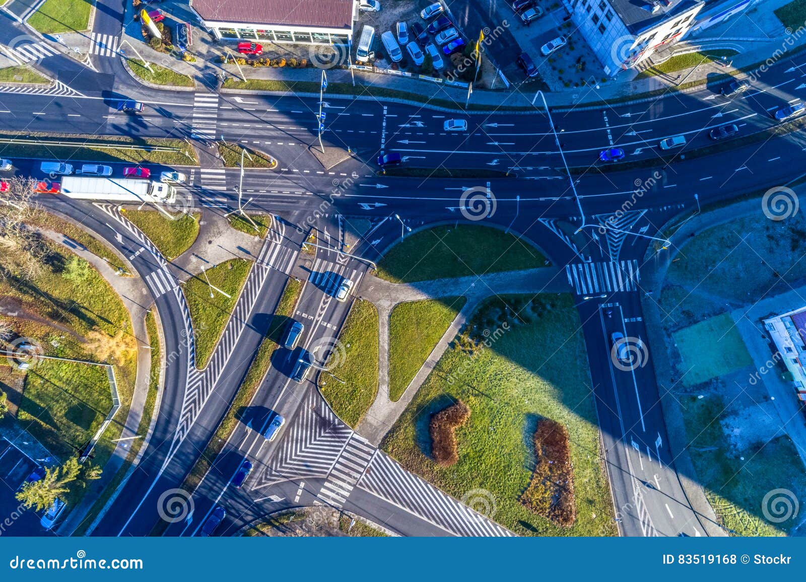 Crossroad in the city stock photo. Image of panoramic - 83519168