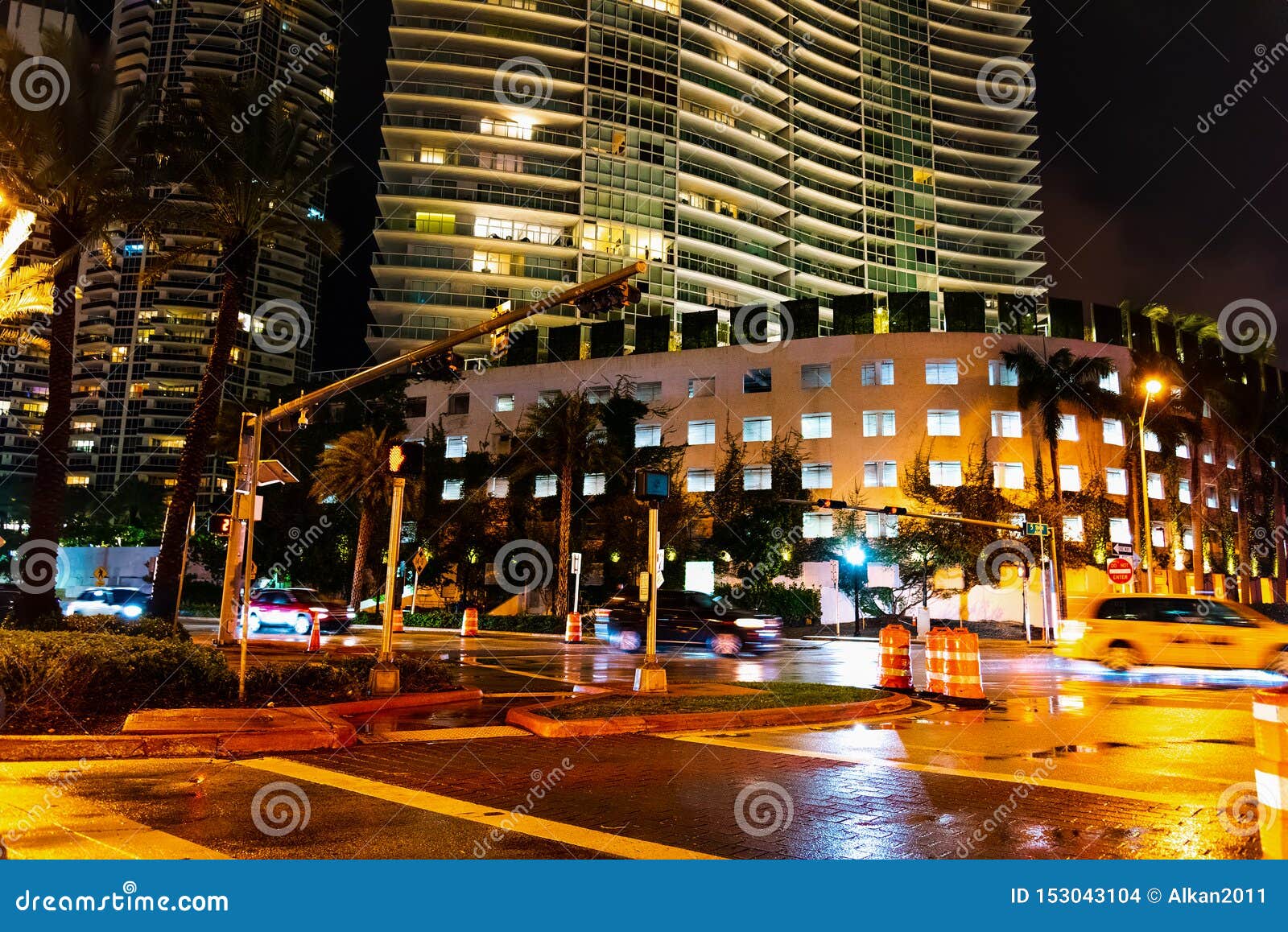 Crossroad in Downtown Miami at Night Stock Photo - Image of miami ...