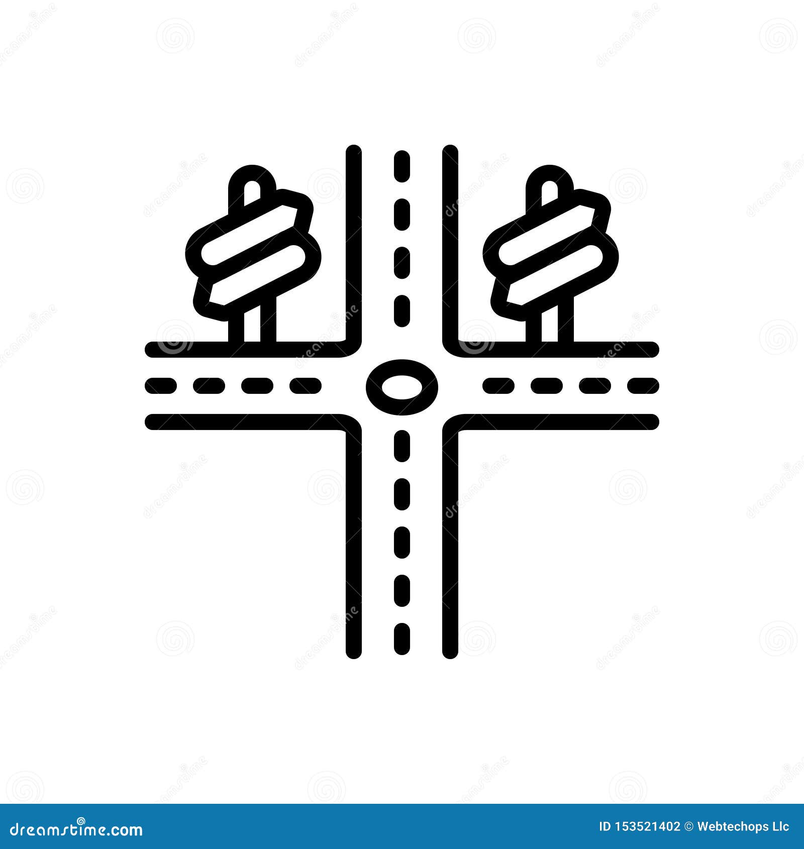 Black Line Icon for Crossroad, Journey and Highway Stock Illustration ...