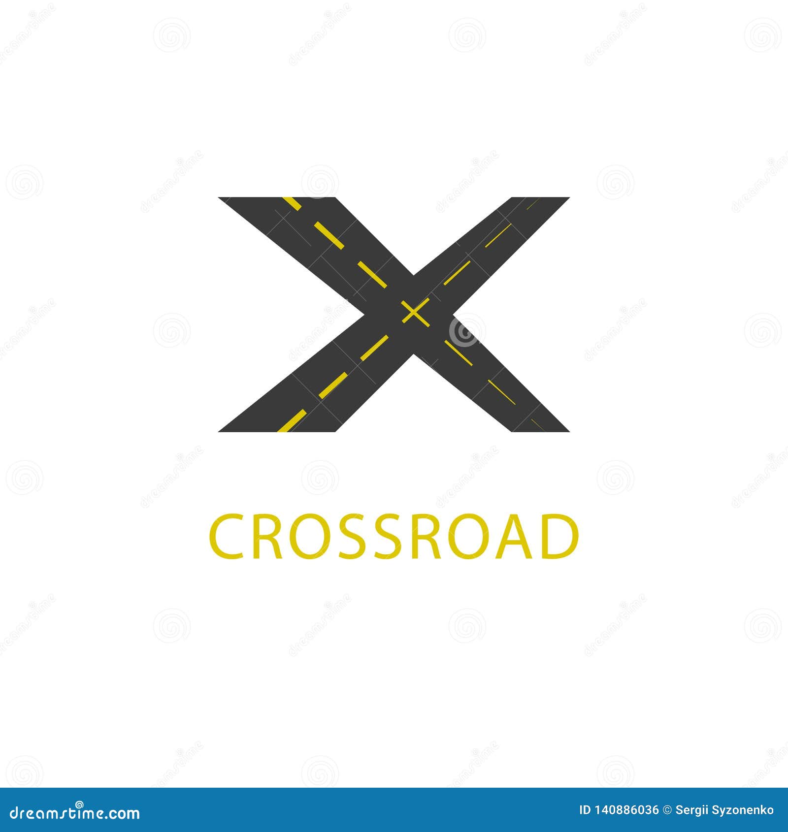Road Logo Mockup Crossroad, Transport Icon, Letter X Navigation Emblem ...