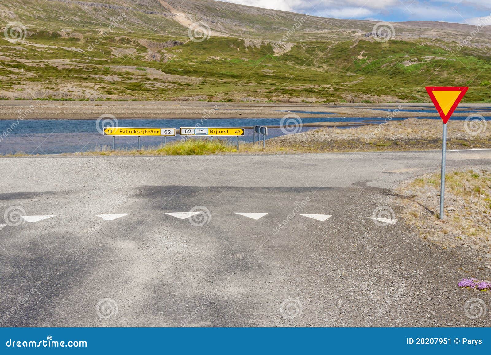 Crossroad and Priority Right Sign - Iceland. Stock Image - Image of ...
