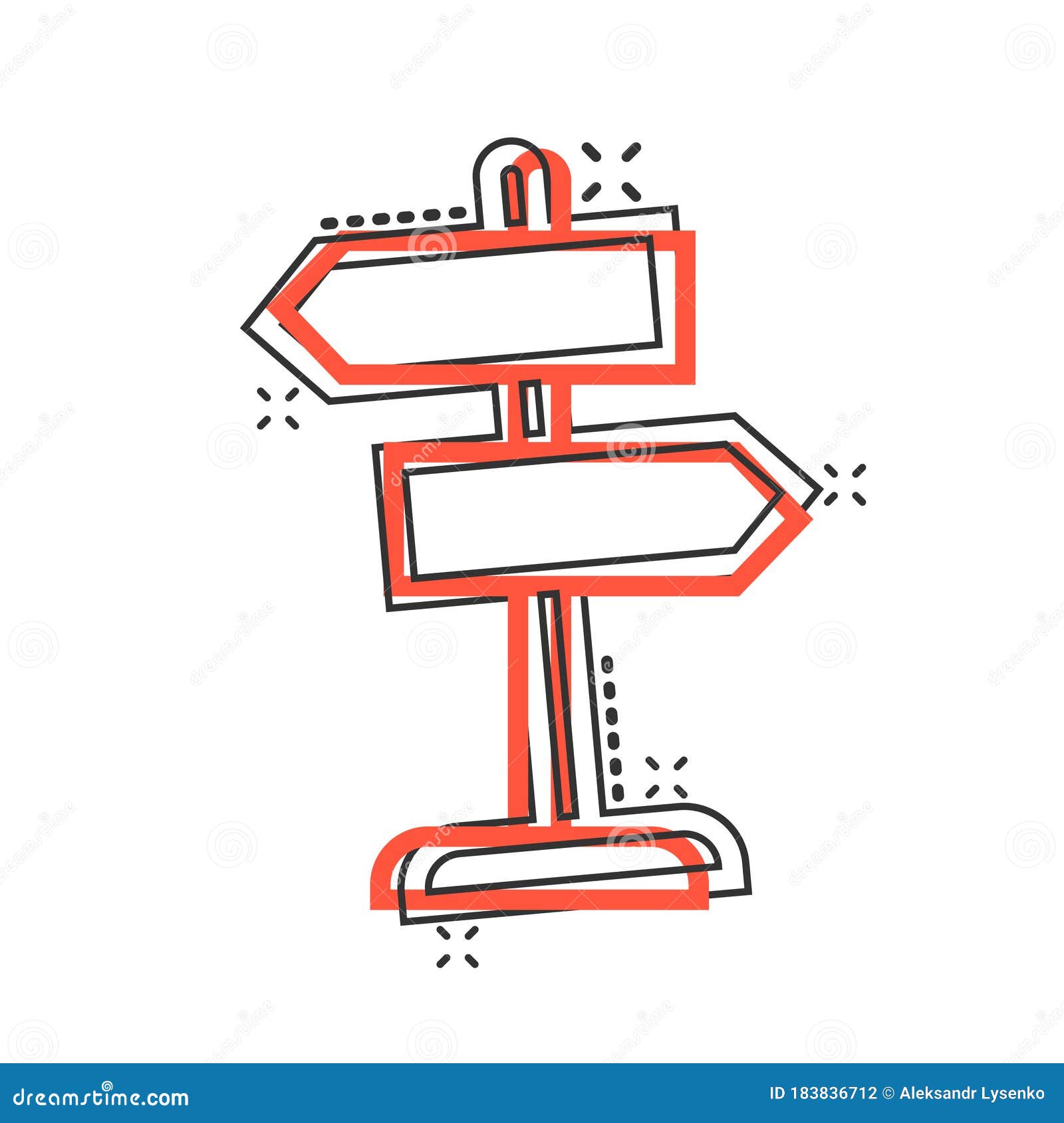 Crossroad Signpost Icon In Comic Style. Road Direction Cartoon Vector ... Crossroad Signpost Icon In Comic Style. Road Direction Cartoon Vector ...