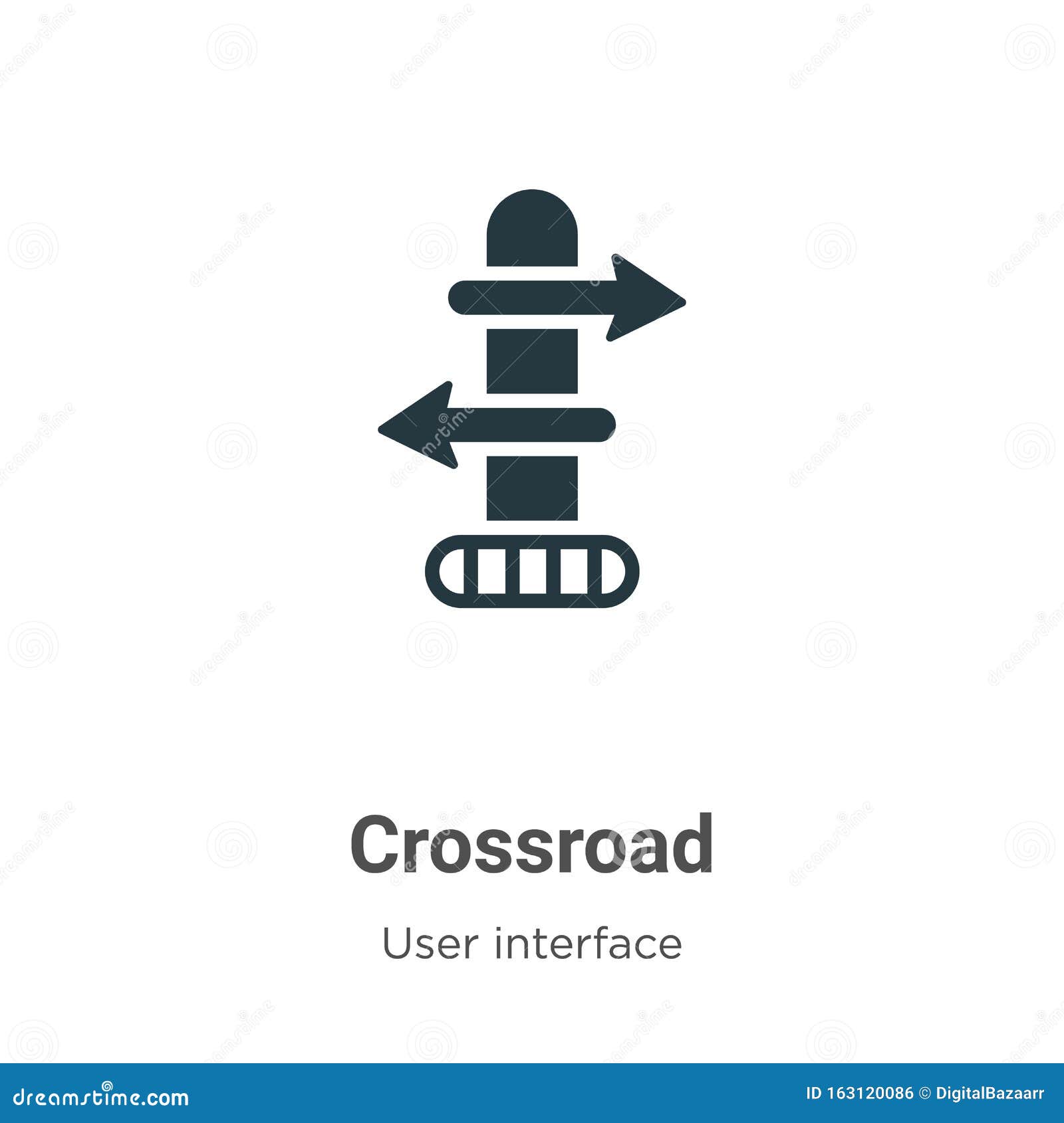 Crossroad Vector Icon on White Background. Flat Vector Crossroad Icon ...