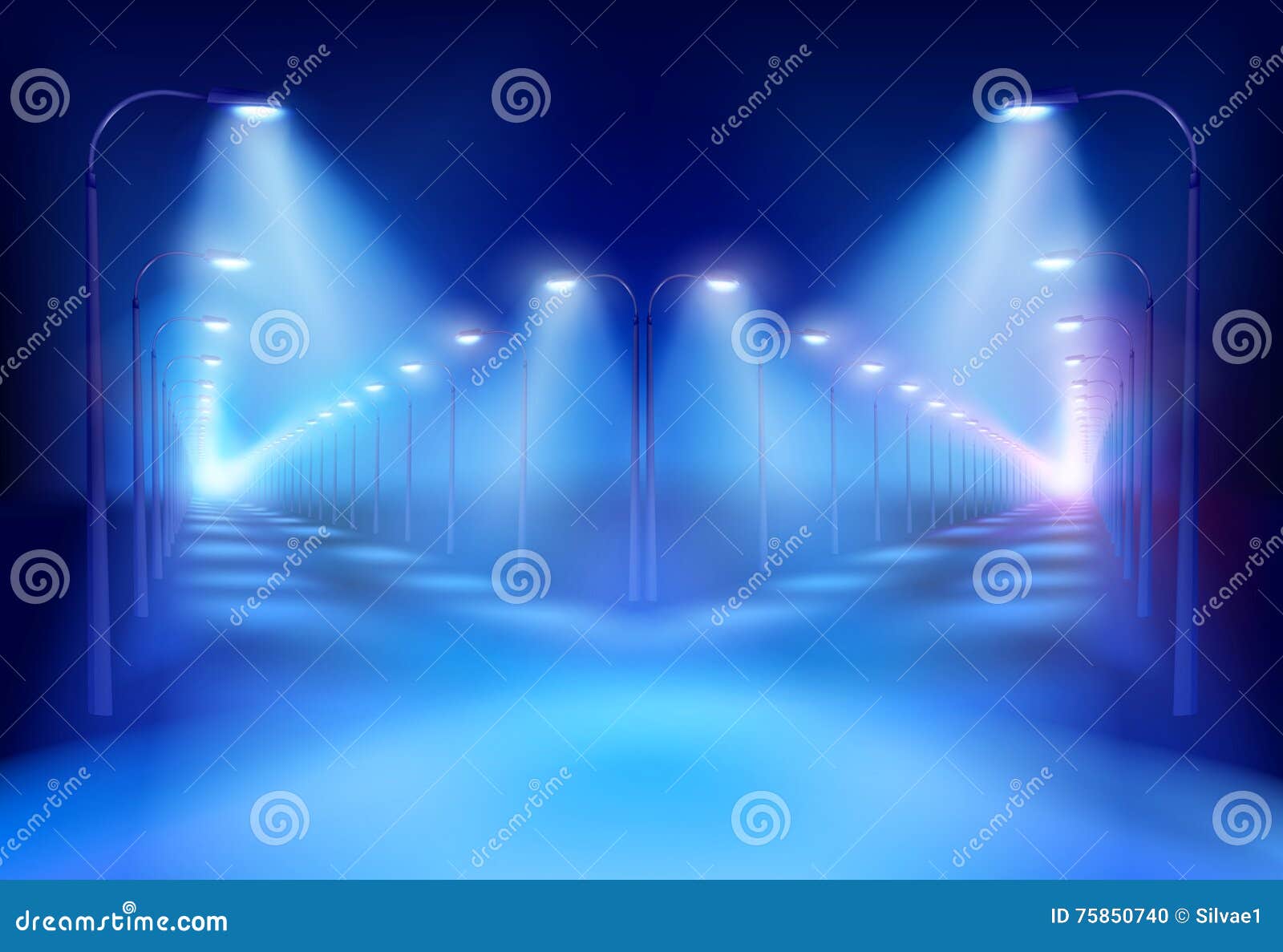 Crossroad Night City, Empty Transport Intersection Vector Illustration ...