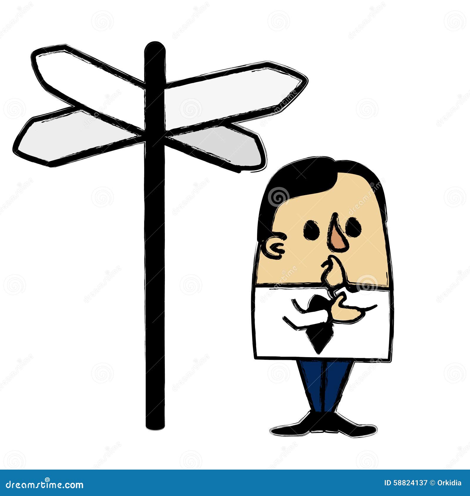 Crossroads businessman stock vector. Illustration of road - 58824137