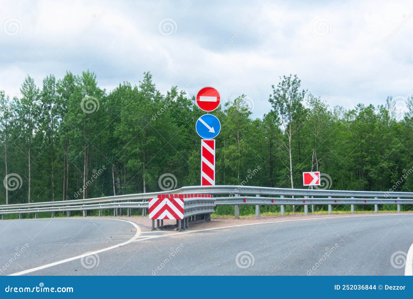 Crossroads on the Highway Turn Exit from the Highway and the Bridge ...
