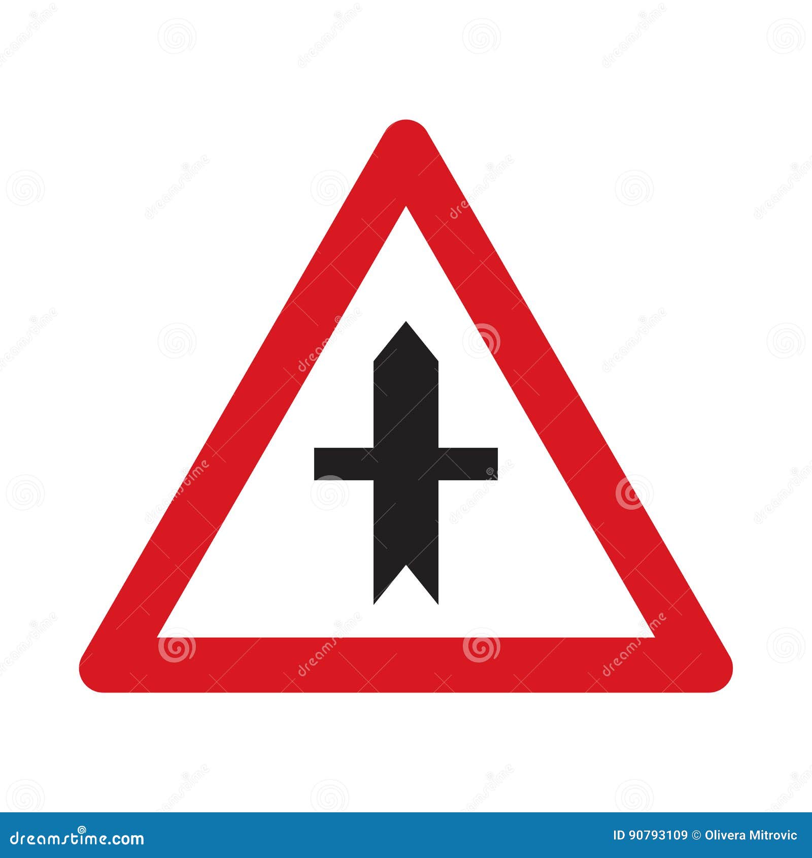 Crossroads with a Minor Road Stock Vector - Illustration of attention ...