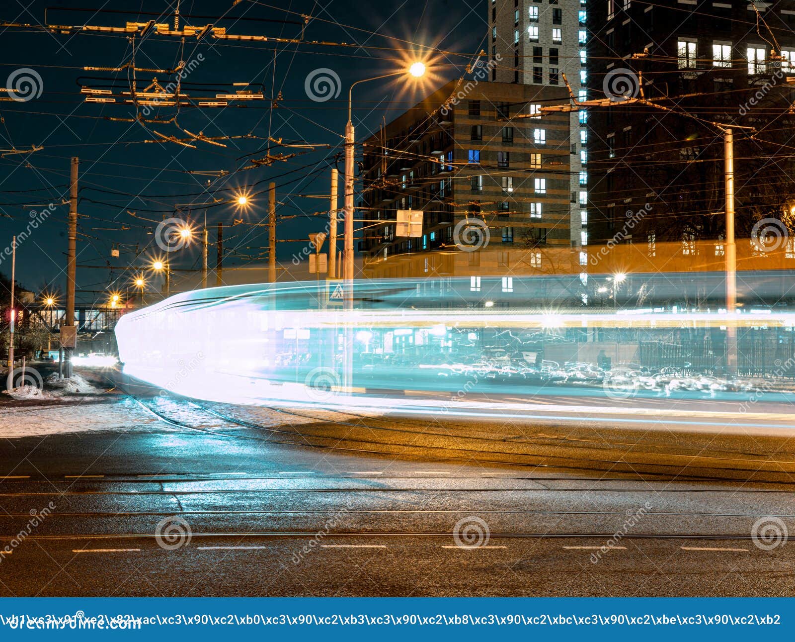 The Crossroads of the Night City on a Long Exposure Stock Photo - Image ...
