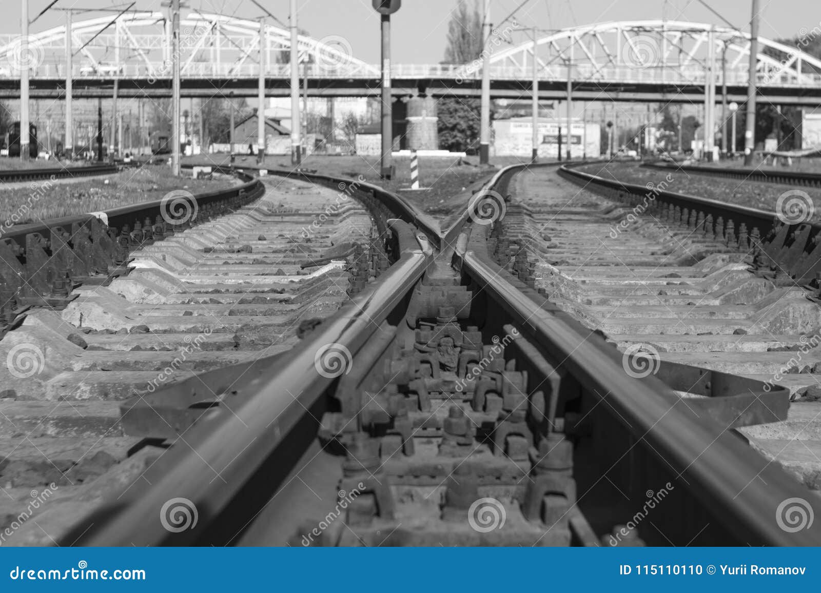 Crossroads on the railway stock photo. Image of crossroads - 115110110