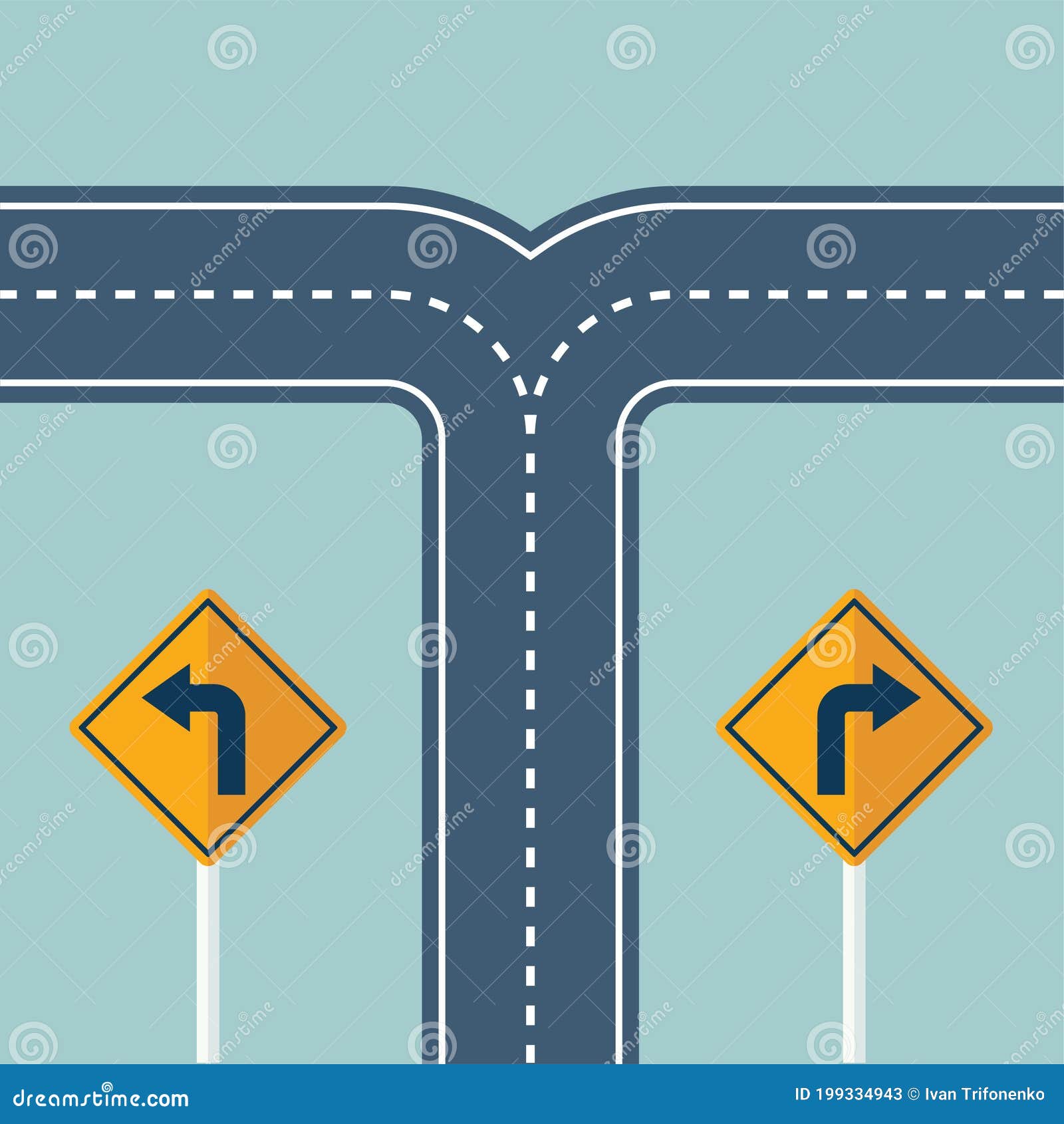 Crossroads with a Road Turn Sign. Direction Way Stock Vector ...