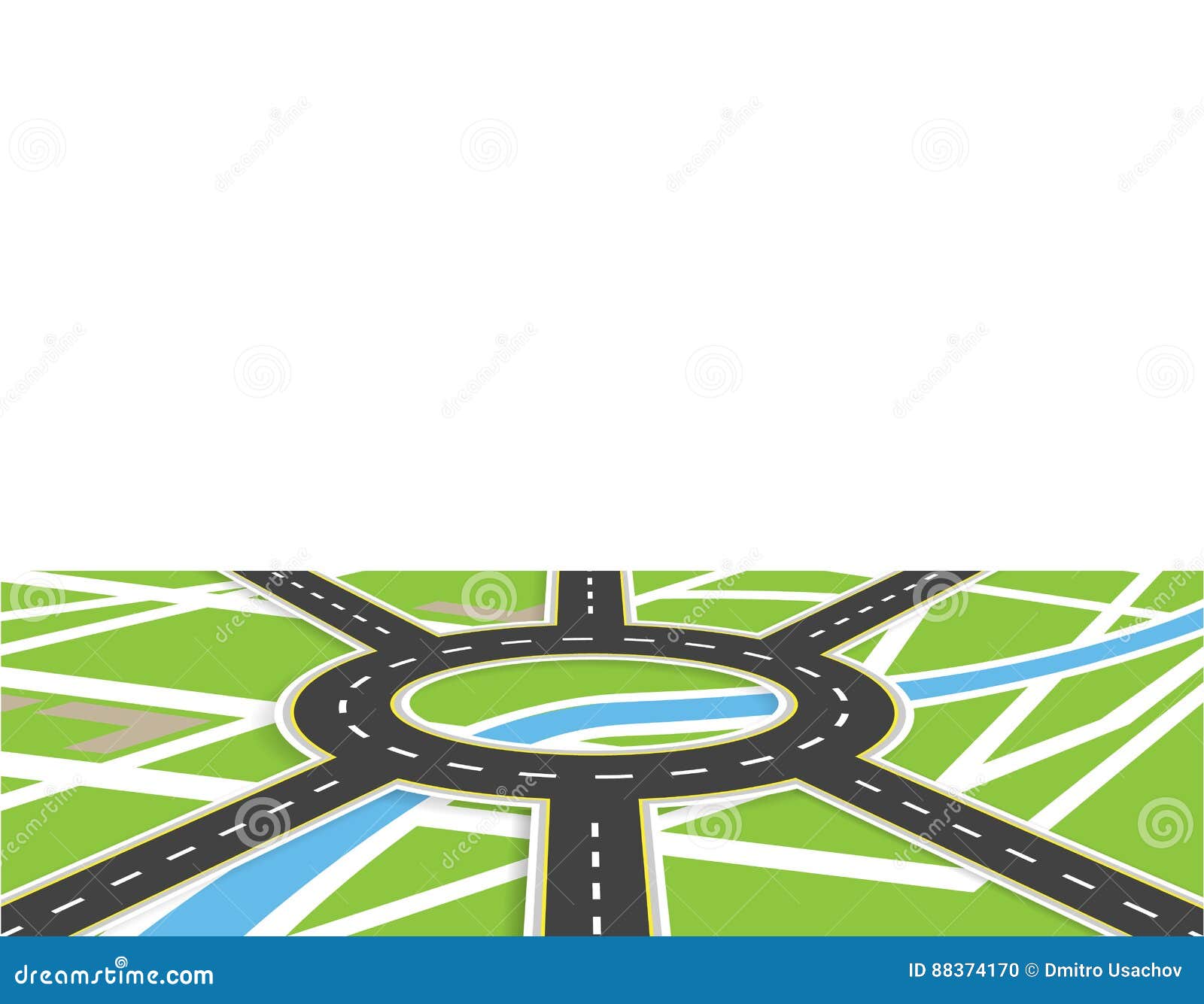 Crossroads of Roads with Markings. Roundabout Circulation. View in ...