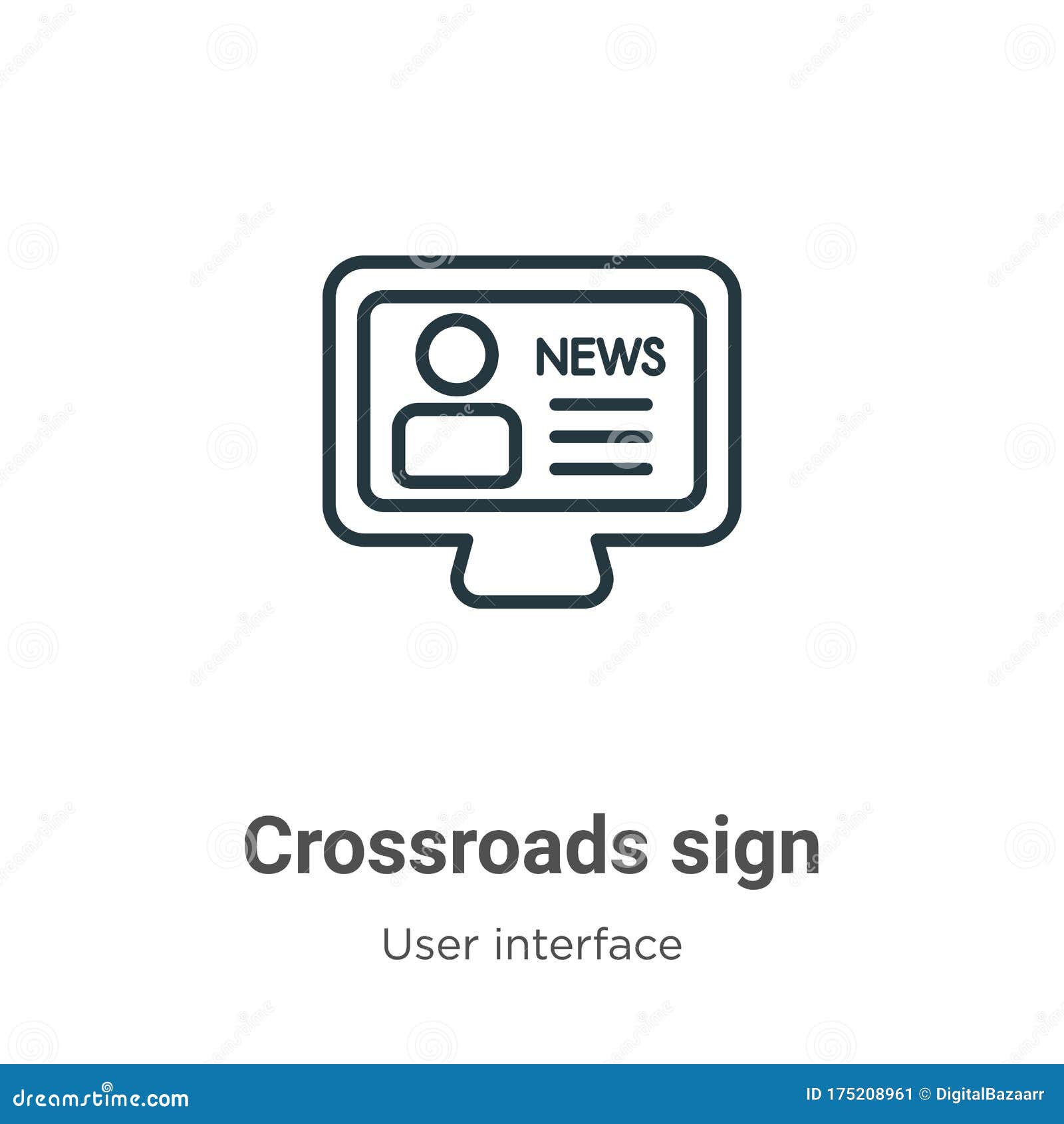 Crossroads Sign Outline Vector Icon. Thin Line Black Crossroads Sign ...