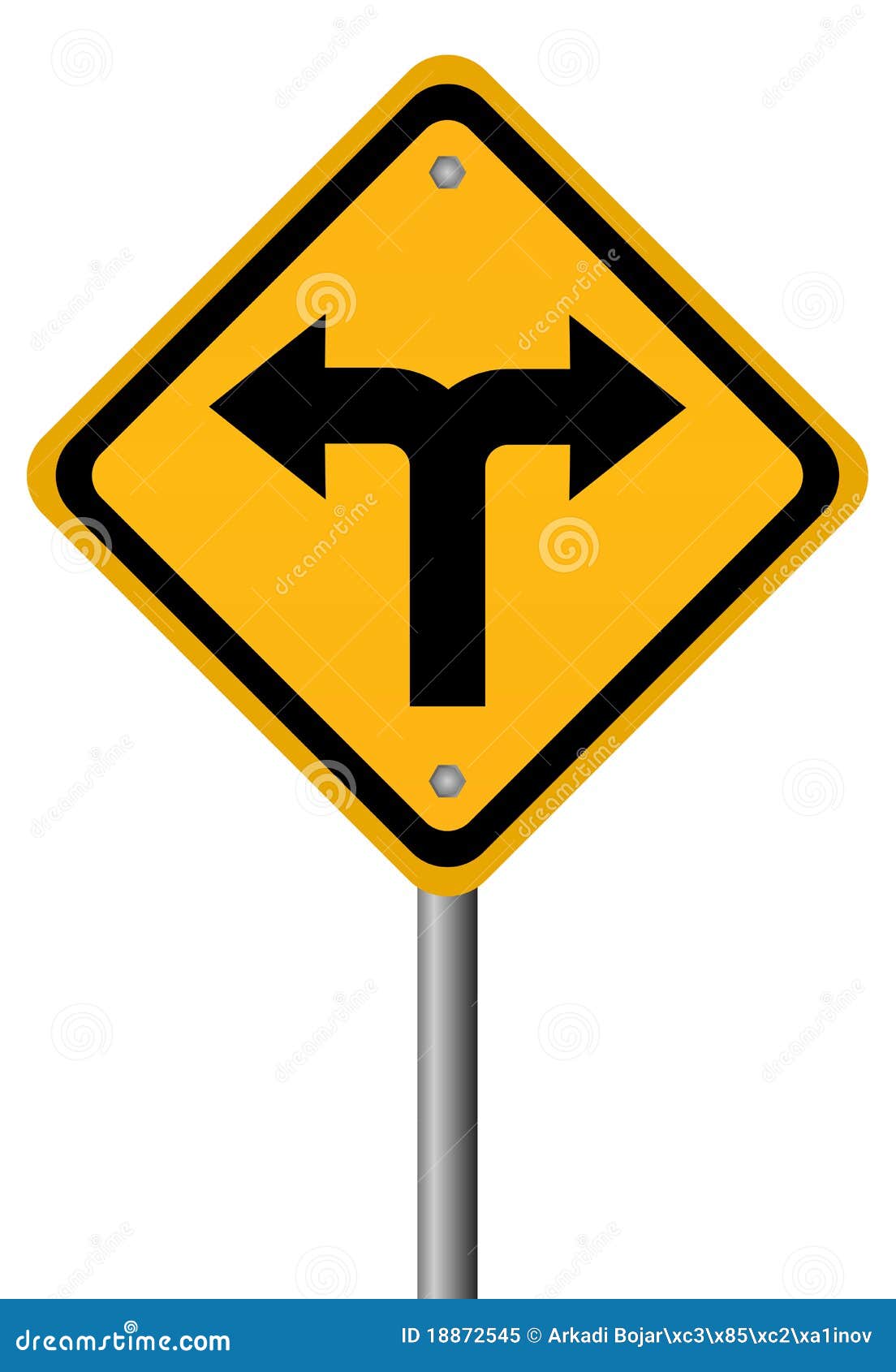 Crossroads Two Directions Sign Cartoon Vector | CartoonDealer.com #18872545