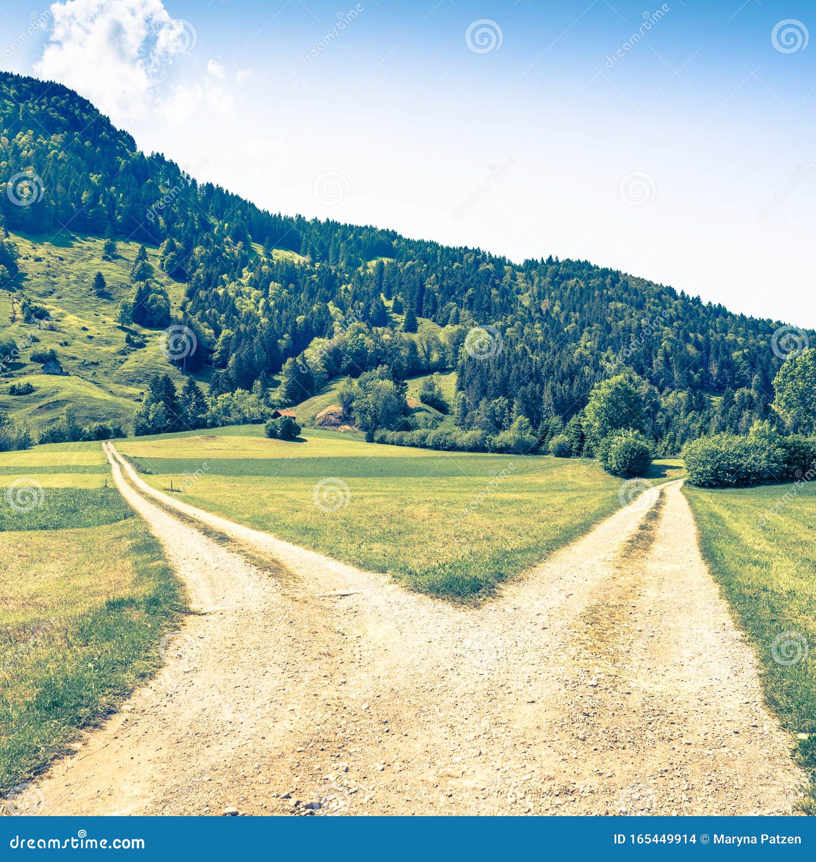 Crossroads of Two Roads. Retro Style Stock Photo - Image of lonely ...