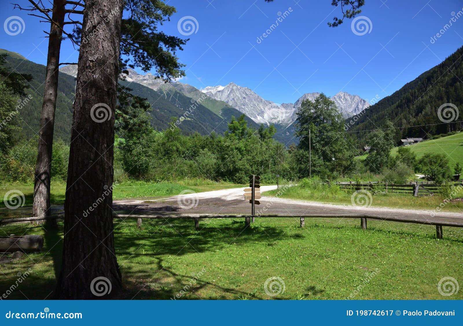 Crossroads in the valley stock image. Image of outdoor - 198742617