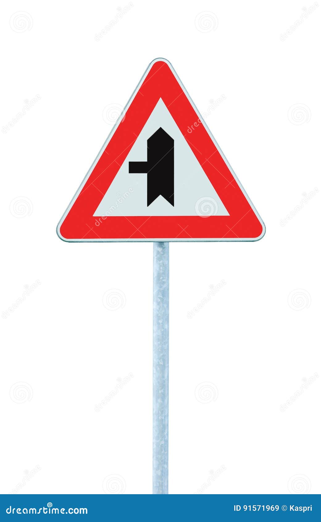 Crossroads Warning Main Road Sign with Pole Post, Left Hand Exit ...