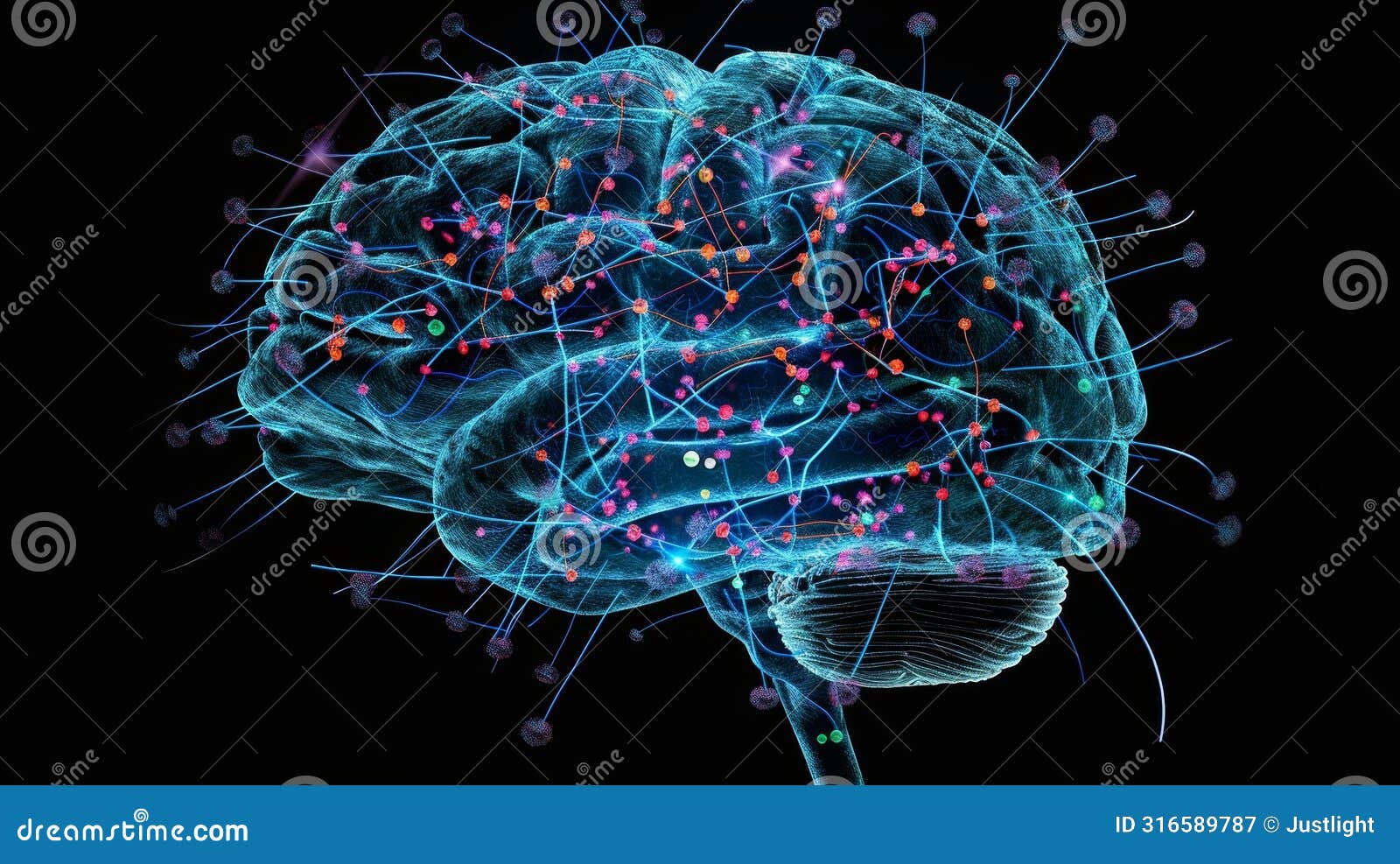A Crosssection of a Brain with a Network of Interconnected Nanobots ...