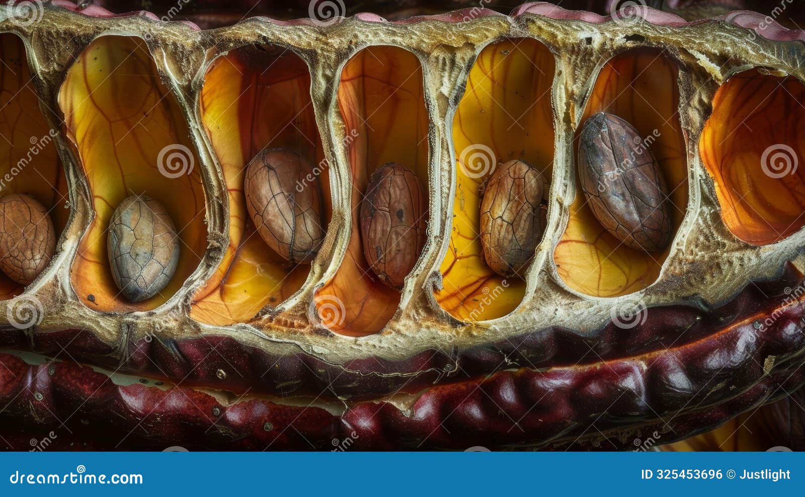A Crosssection of a Cacao Fruit Showcasing the Layers of Pulp and Seeds ...