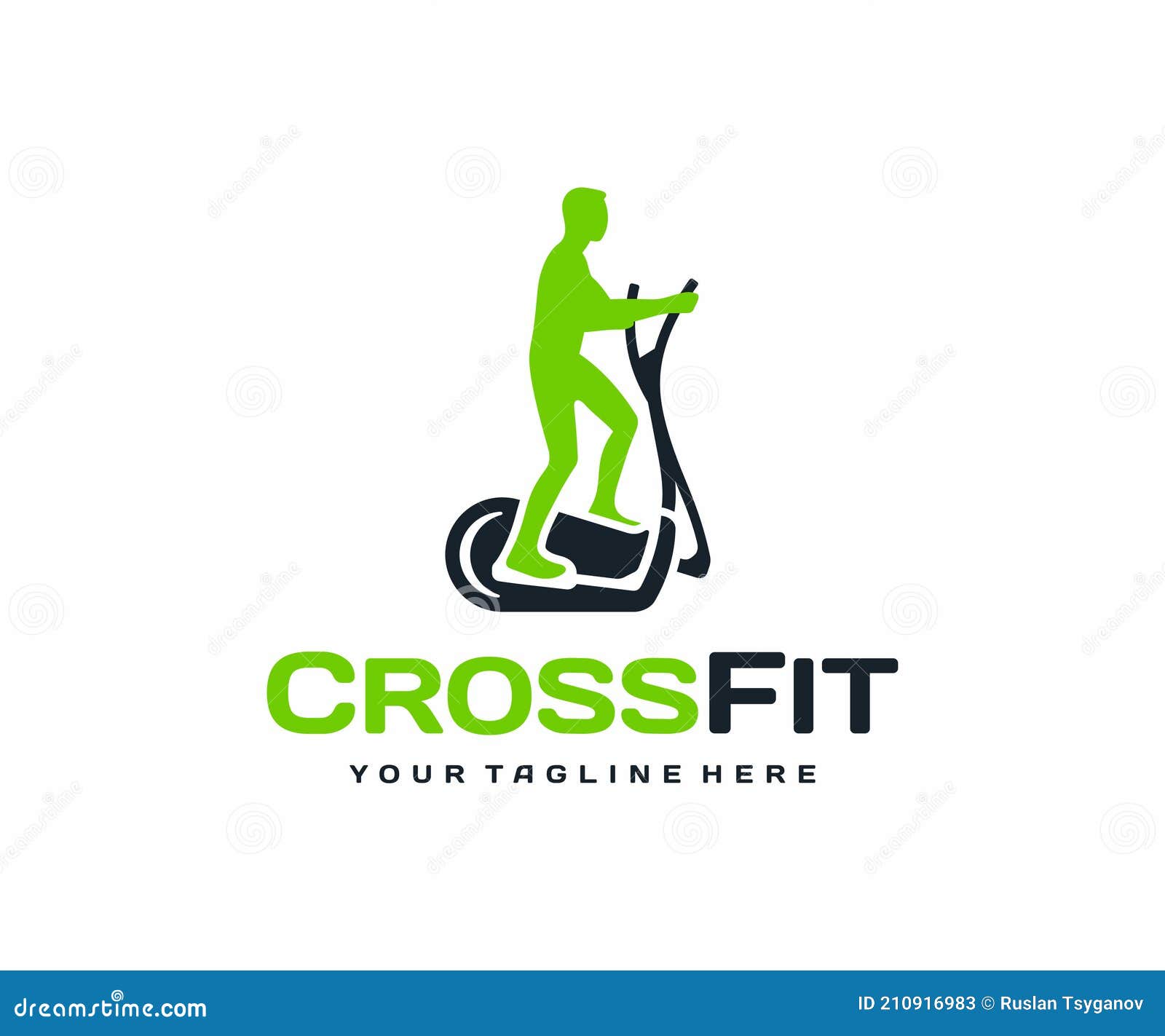 Crosstrainer Workout Logo Design. Elliptical Trainer with Running Man ...