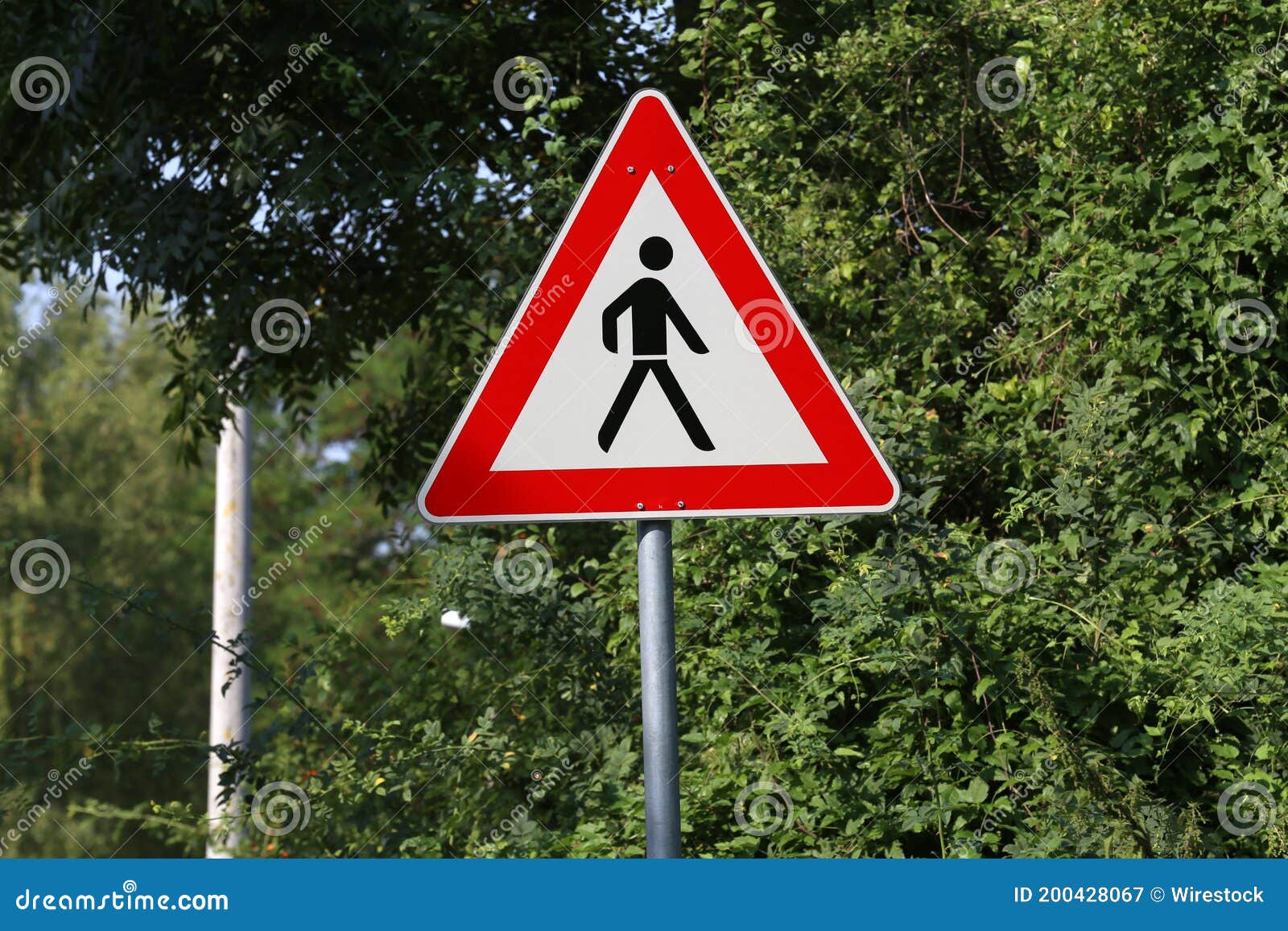 Crosswalk Caution Pedestrian Sign on the Road Stock Image - Image of ...
