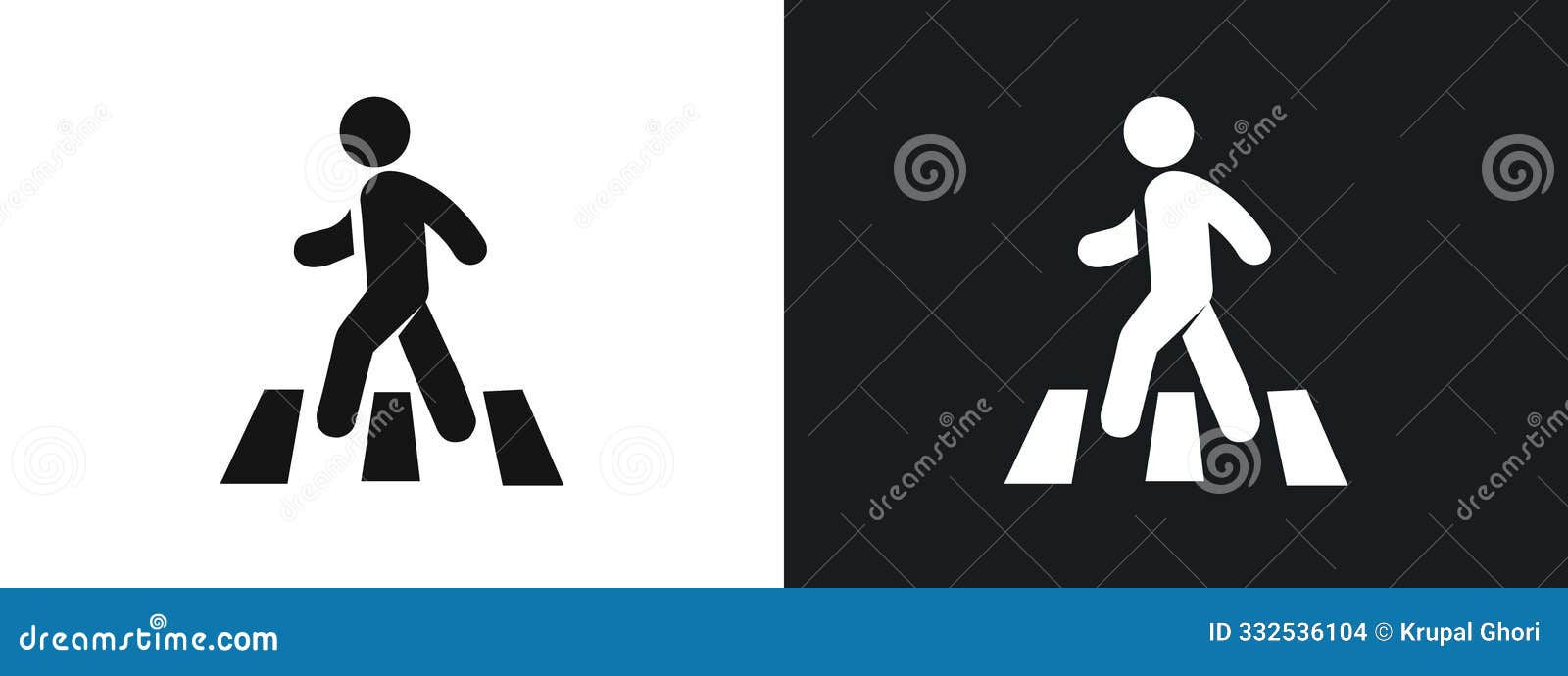 Crosswalk Icon Linear Graphics Set Vector in Black Stock Vector ...