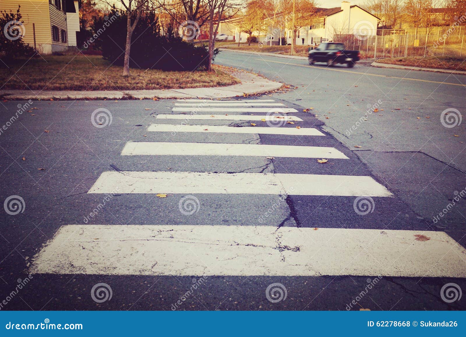 Crosswalk in Residential Area Stock Photo - Image of traffic, zebra ...
