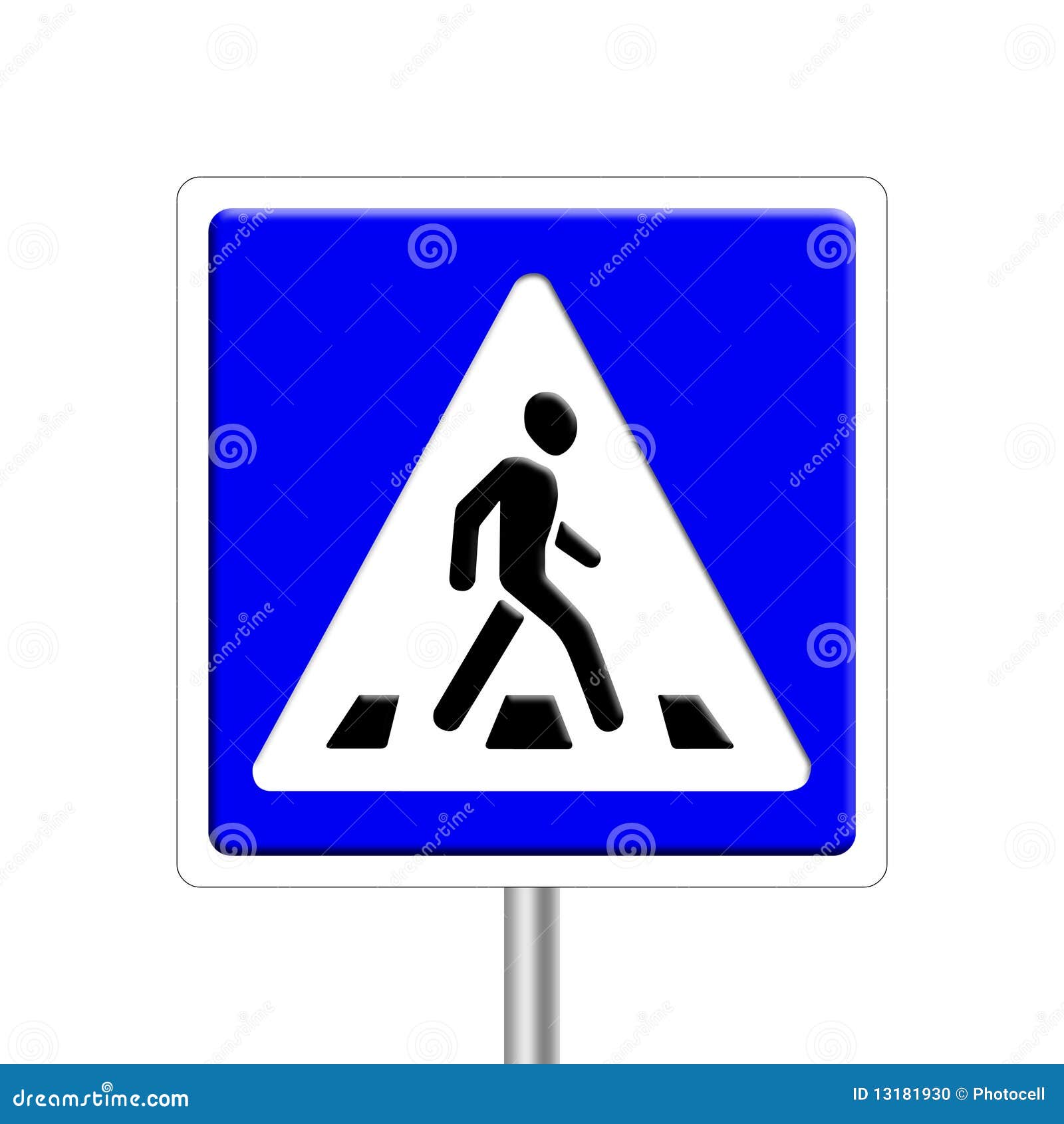 Square Crosswalk Road Sign. Vector Icon In Doodle Cartoon Style With ...