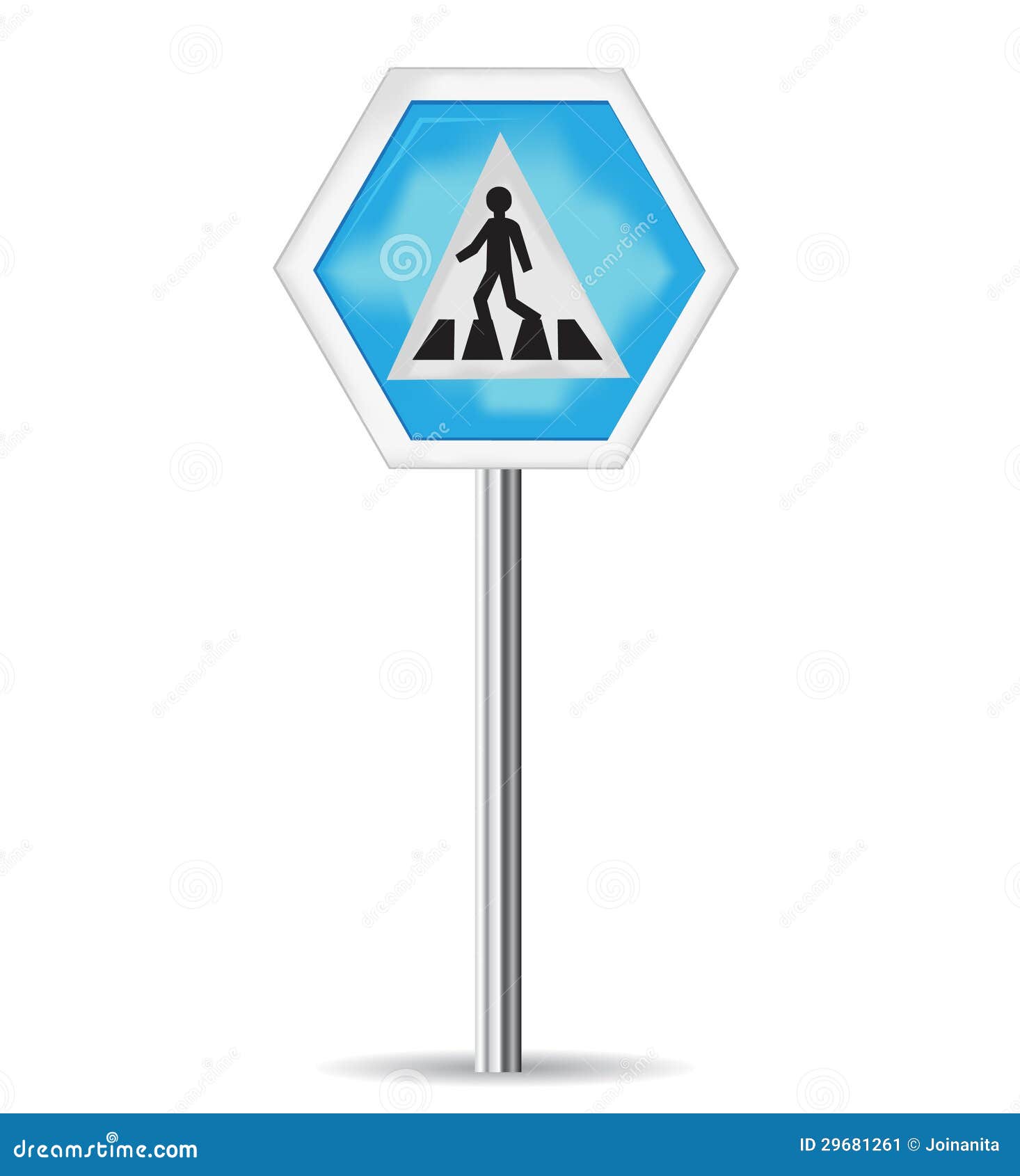 Square Crosswalk Road Sign. Vector Icon In Doodle Cartoon Style With ...