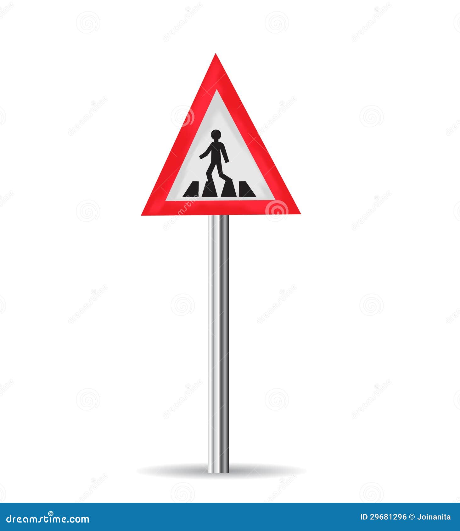 Square Crosswalk Road Sign. Vector Icon In Doodle Cartoon Style With ...