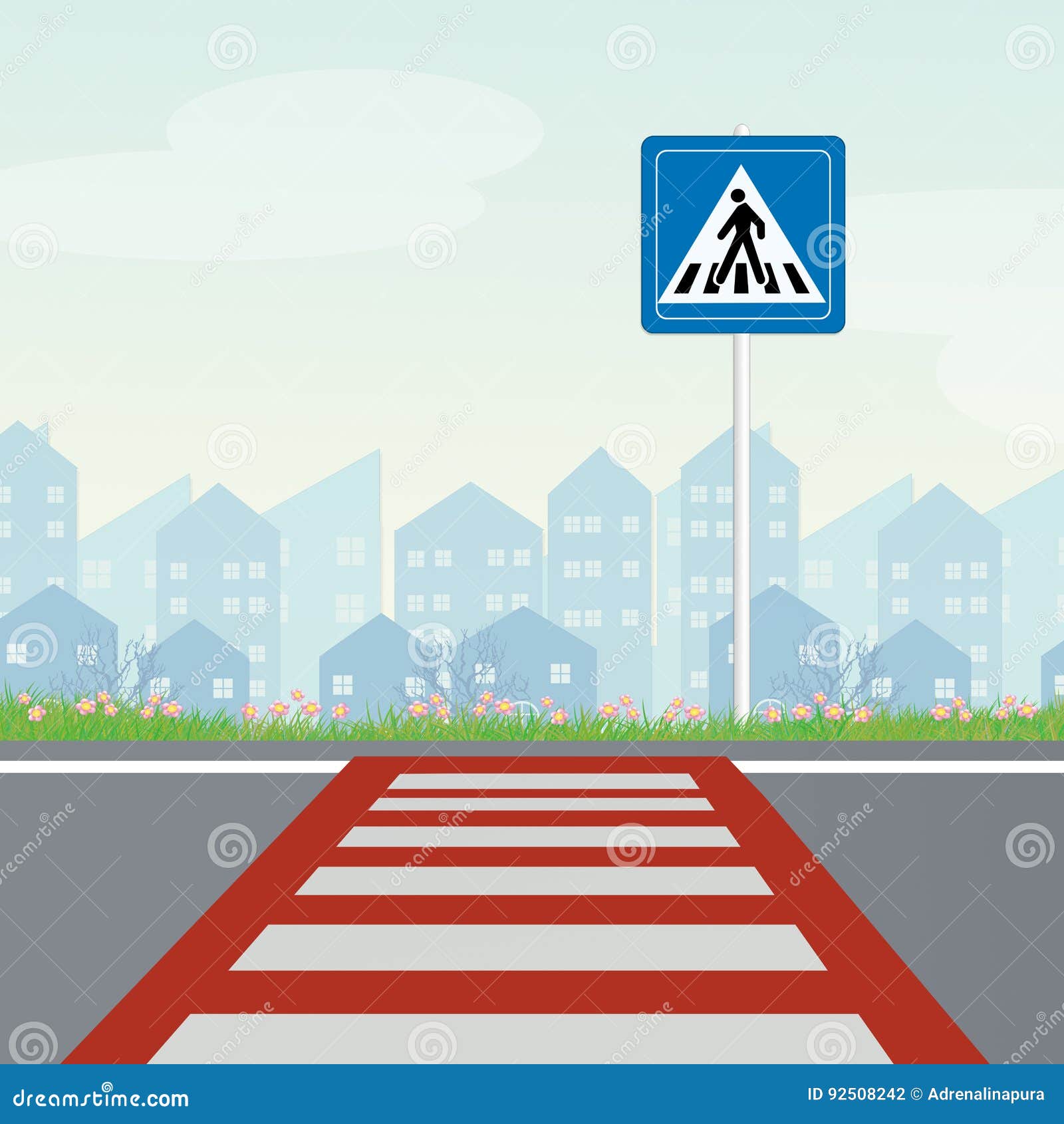 Crosswalk sign stock illustration. Illustration of crosswalk - 92508242